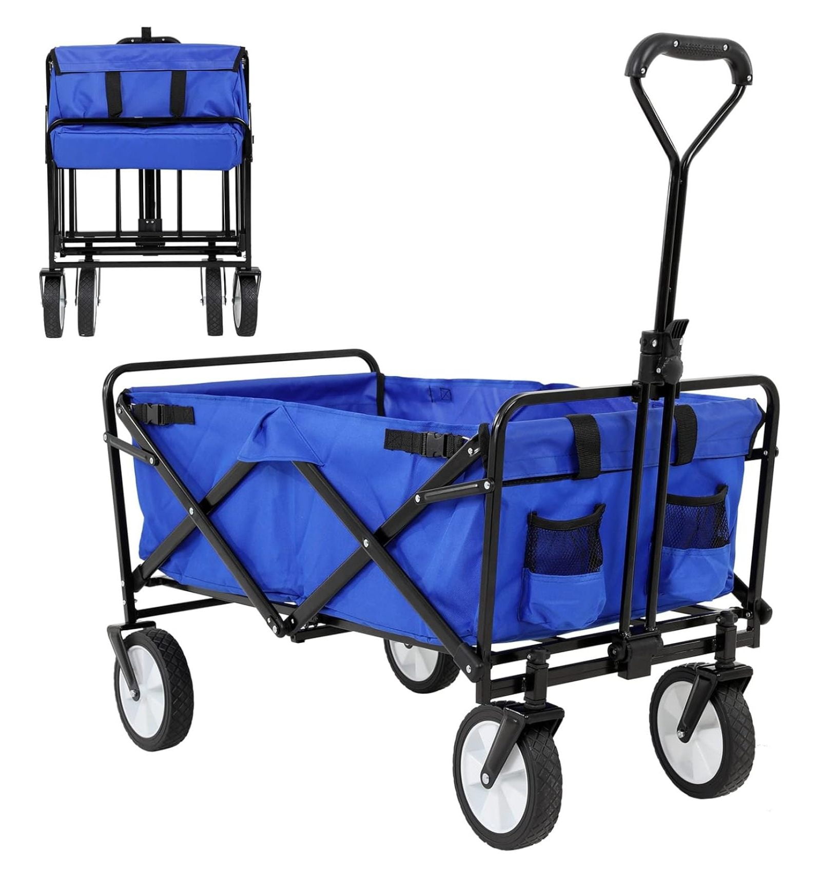Collapsible Wagon with All-Terra Wheels Wagon Cart Heavy Duty Outdoor ...