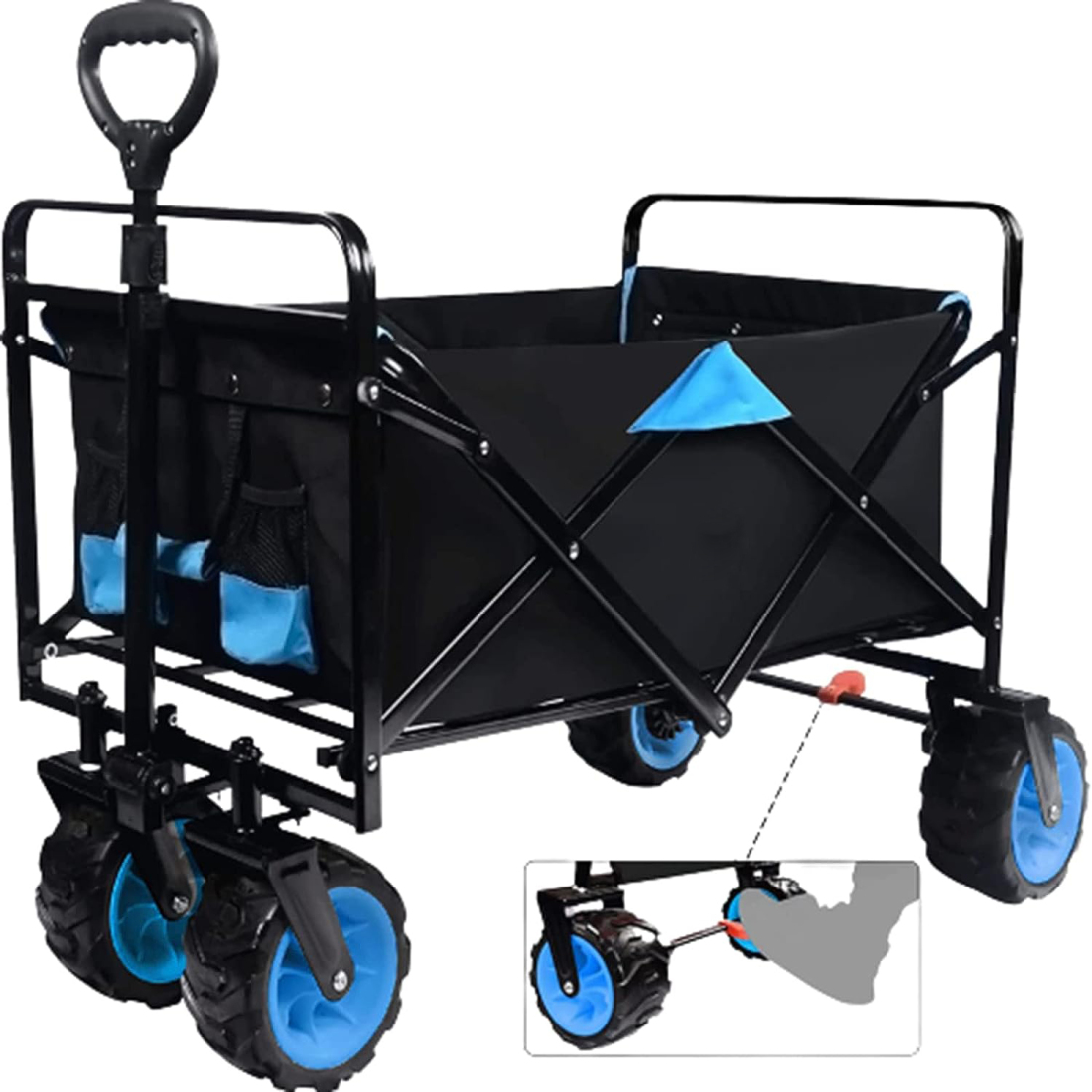 Triple Tree Collapsible Wagon Beach Wagon Cart, 350 lbs Capacity, Black ...