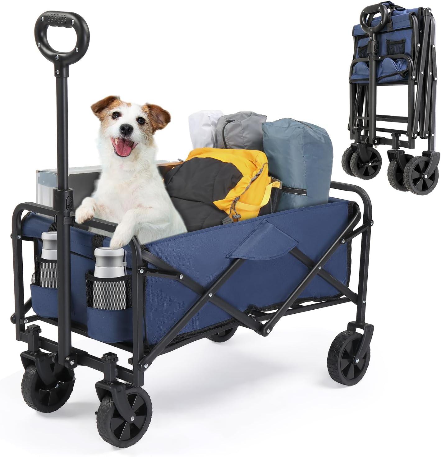 Collapsible Wagon, Beach Wagon with Big Wheels for Sand, Grocery Wagon ...