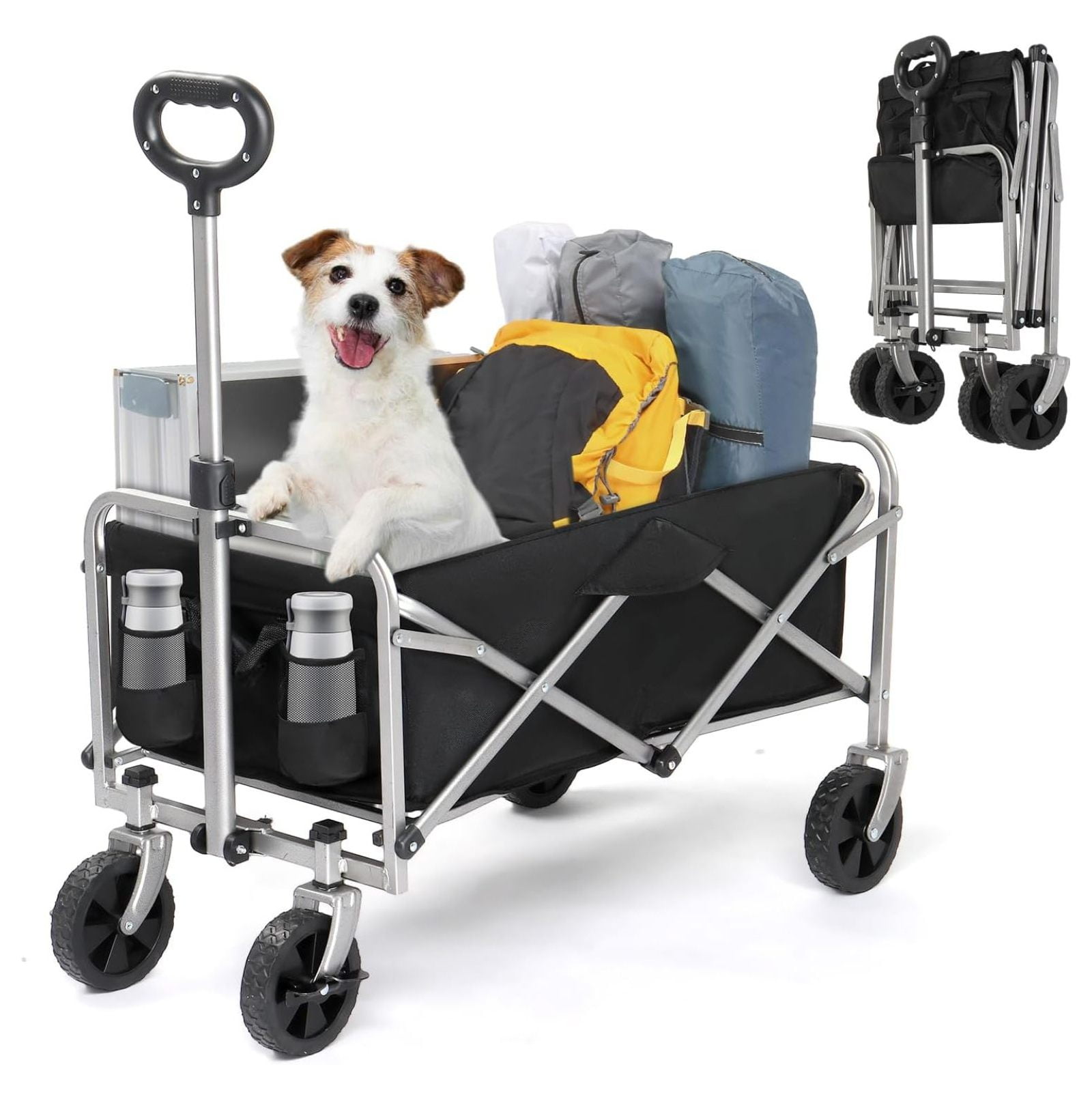 Collapsible Wagon, Beach Wagon with Big Wheels for Sand, Grocery All ...