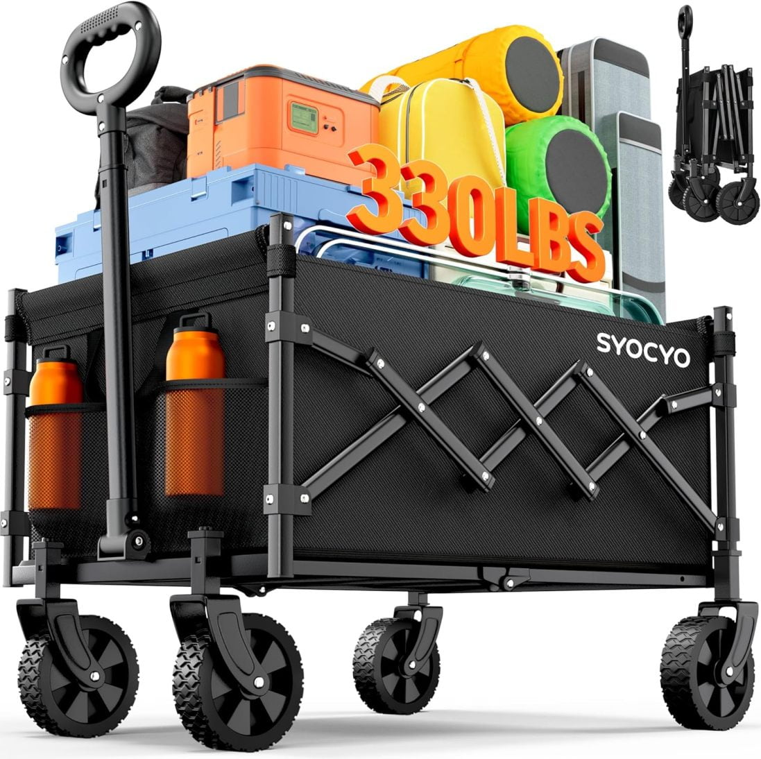 Collapsible Wagon Cart 330lbs Beach Foldable Wagon Lightweight ...