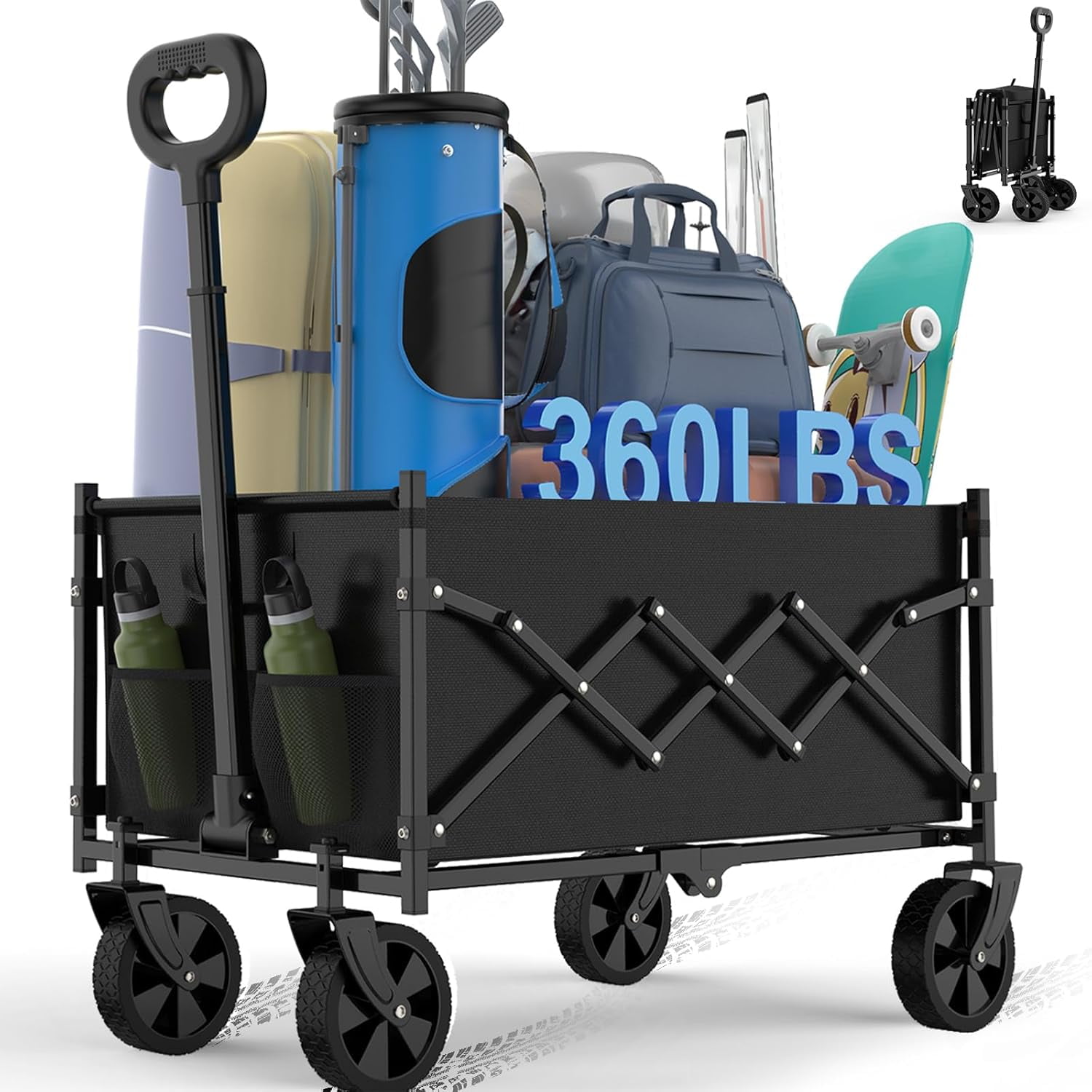 Collapsible Wagon Cart with 360lbs Weight Capacity, Lightweight ...