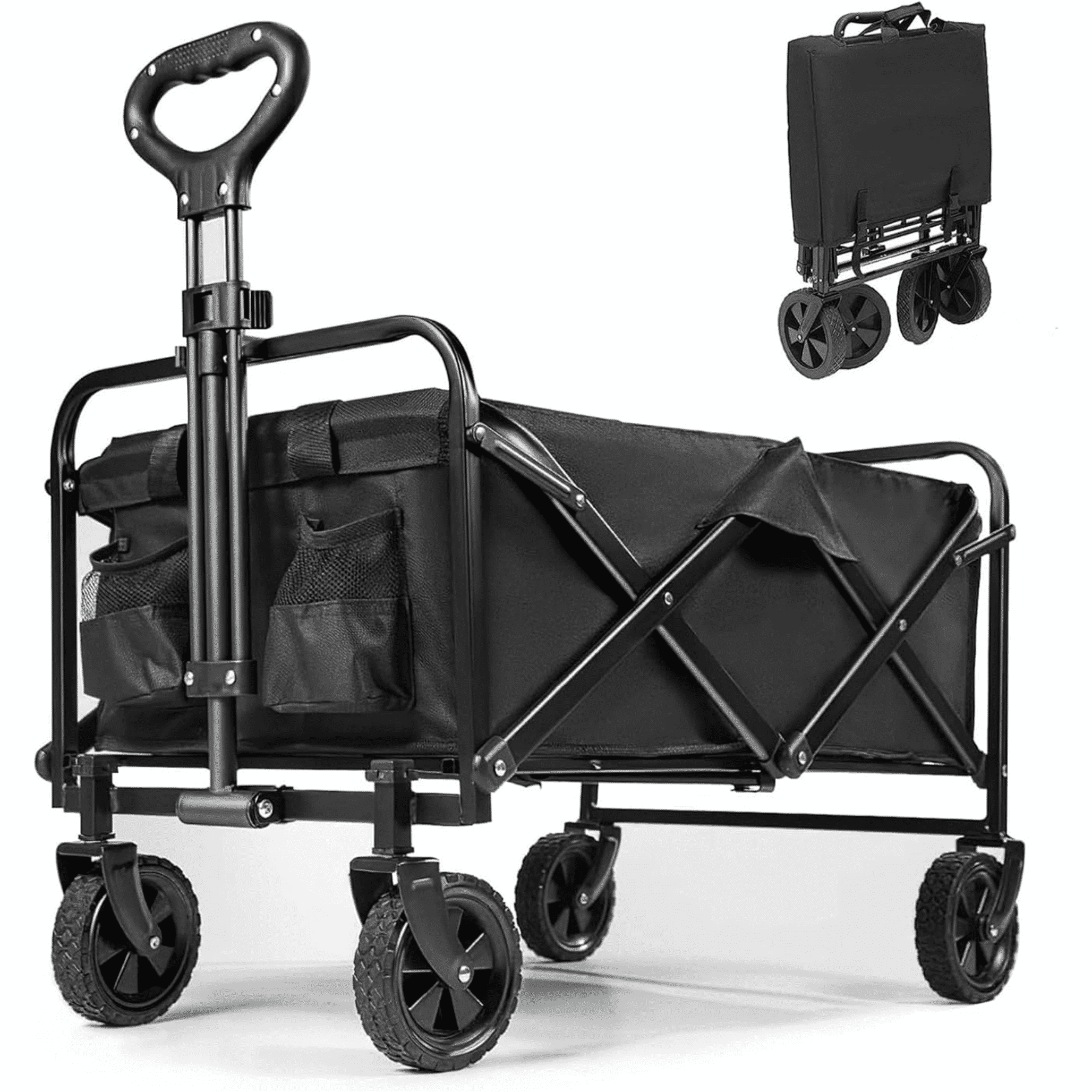 Collapsible Wagon Cart, 390LB Heavy-Duty Utility Wagon with All-Terrain ...