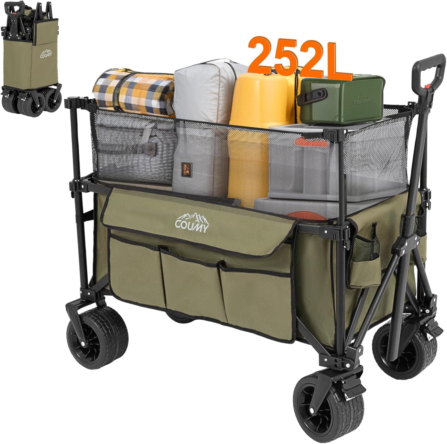 Collapsible Wagon Cart with 440lbs Weight Capacity,Heavy Duty Camping ...