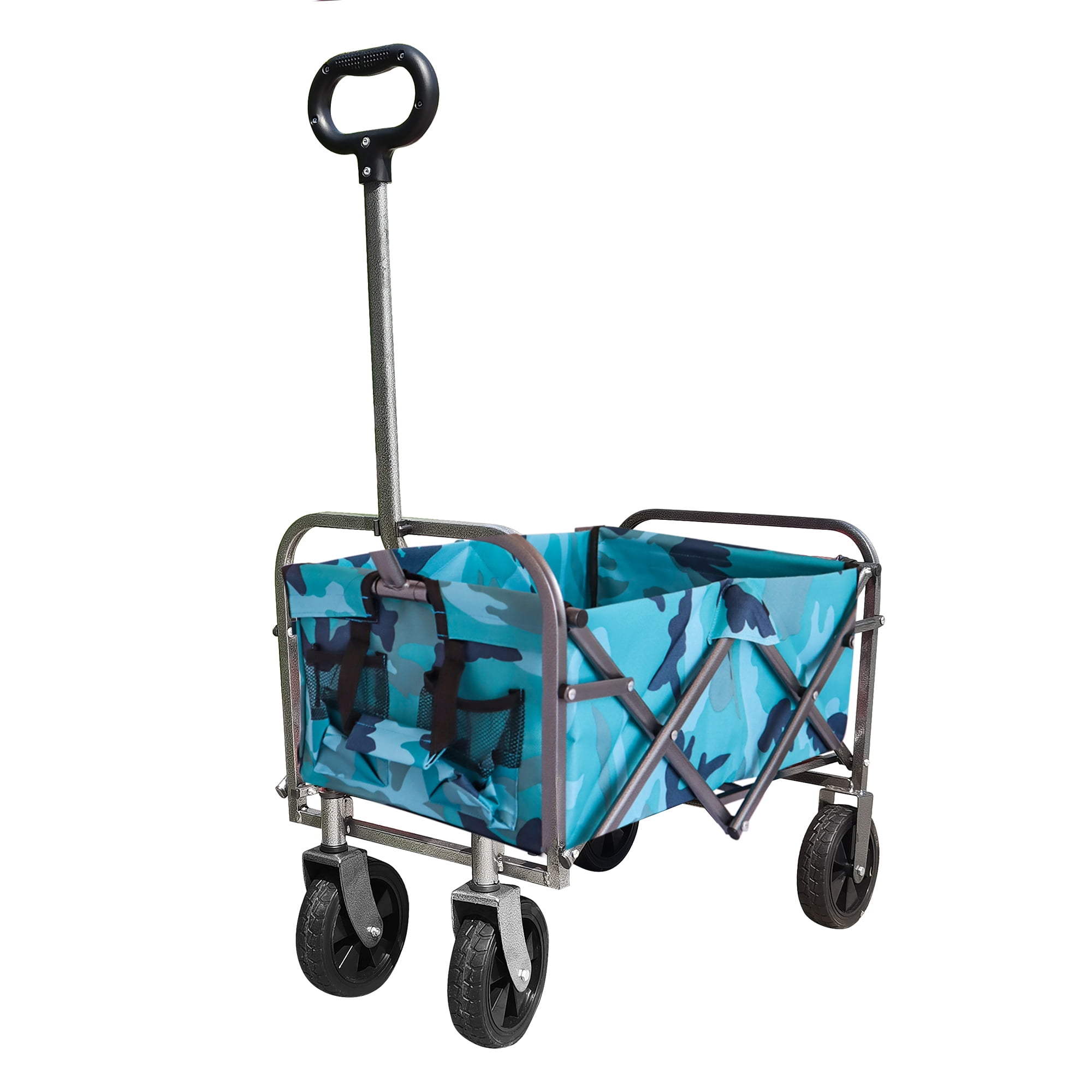 Collapsible Wagon Cart, Beach Cart with Big Wheels, Heavy Duty Folding ...
