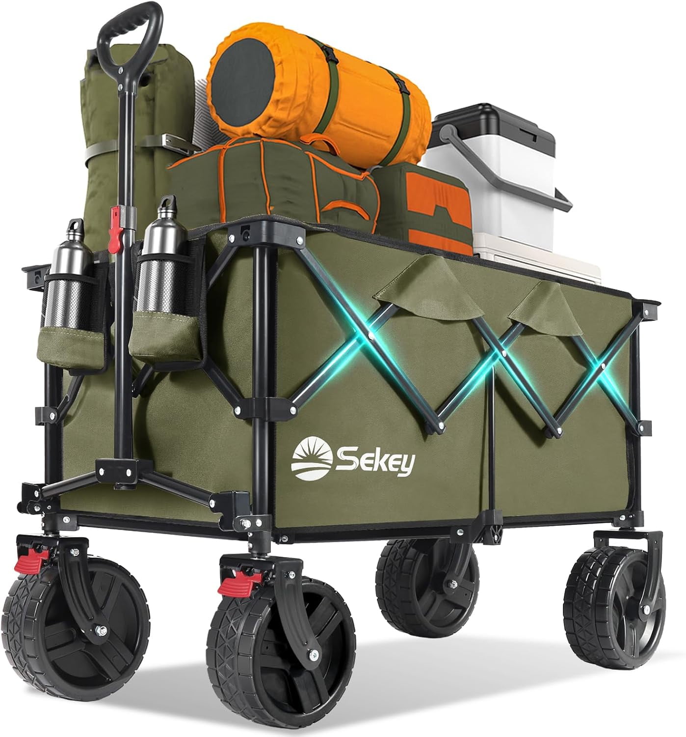 Collapsible Wagon Cart with Big All-Terrain Beach Wheels, Foldable ...