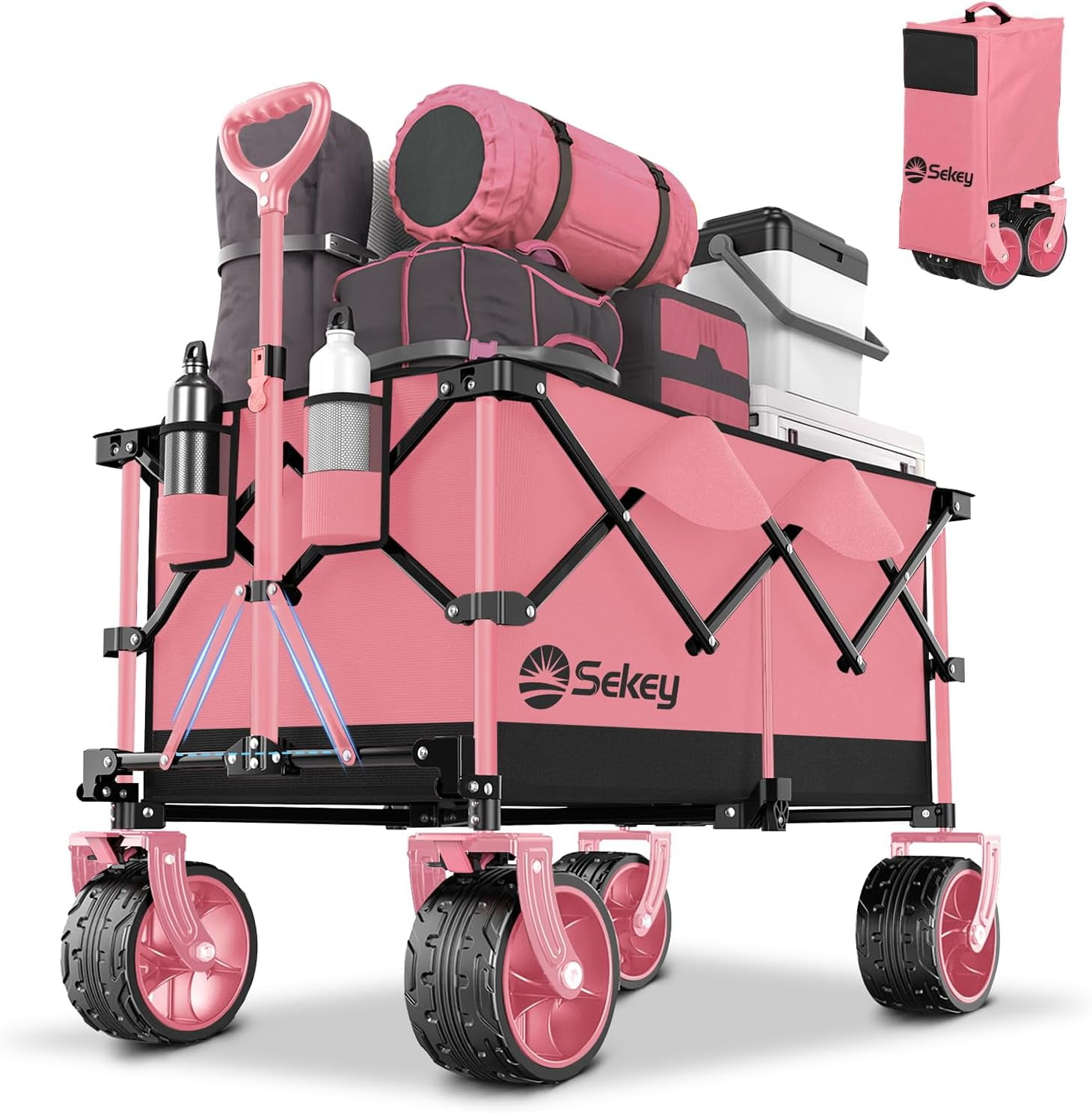 Collapsible Wagon Cart with Big All-Terrain Beach Wheels, Foldable ...