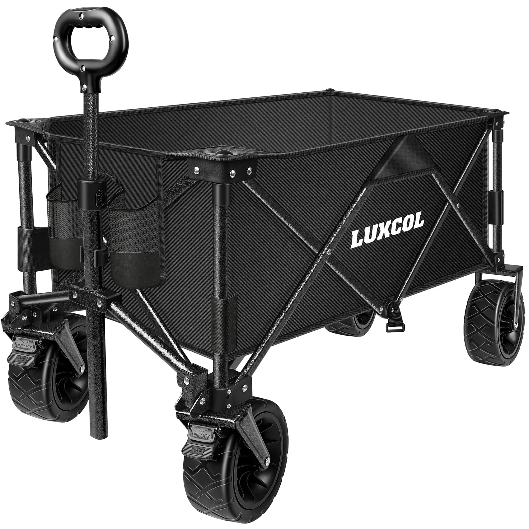 Upgo Collapsible Wagon Cart, Black, Folding Utility Wagon with Heavy ...