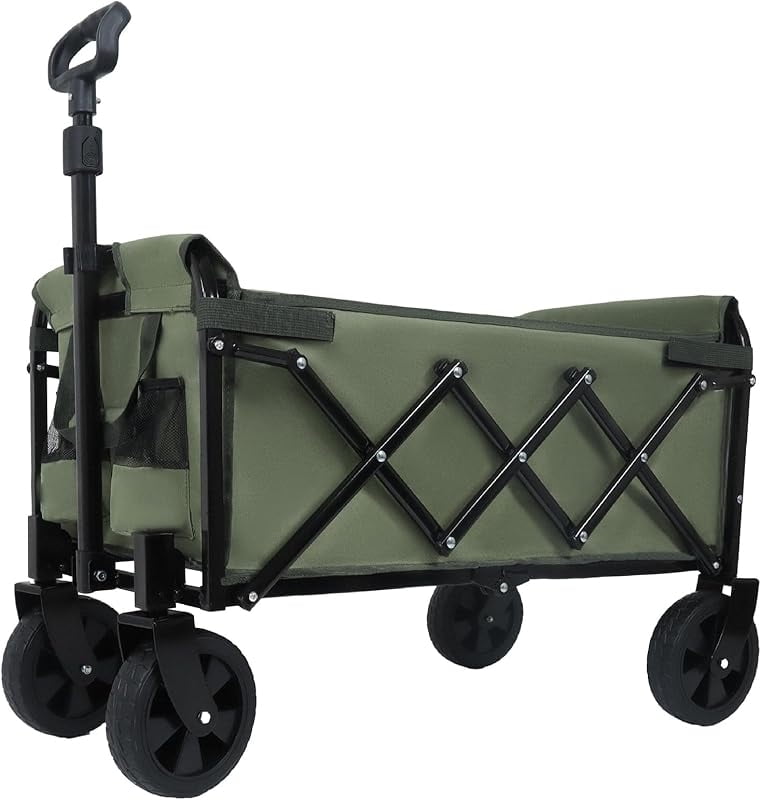 Collapsible Wagon Cart,Dual-Layer Fabric Pocket Utility Wagon with ...