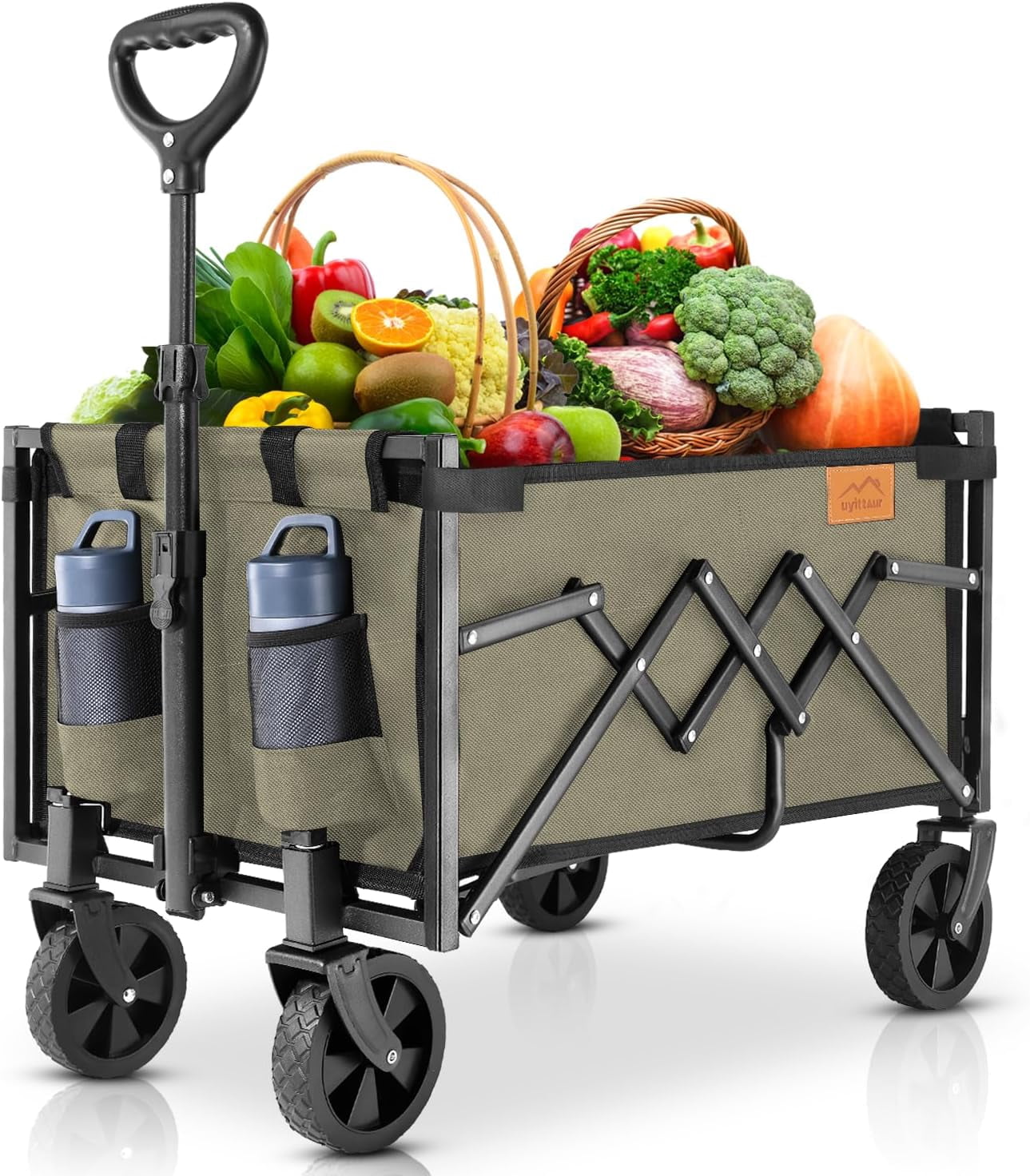 Collapsible Wagon Cart Foldable with 220lbs Weight Capacity ...