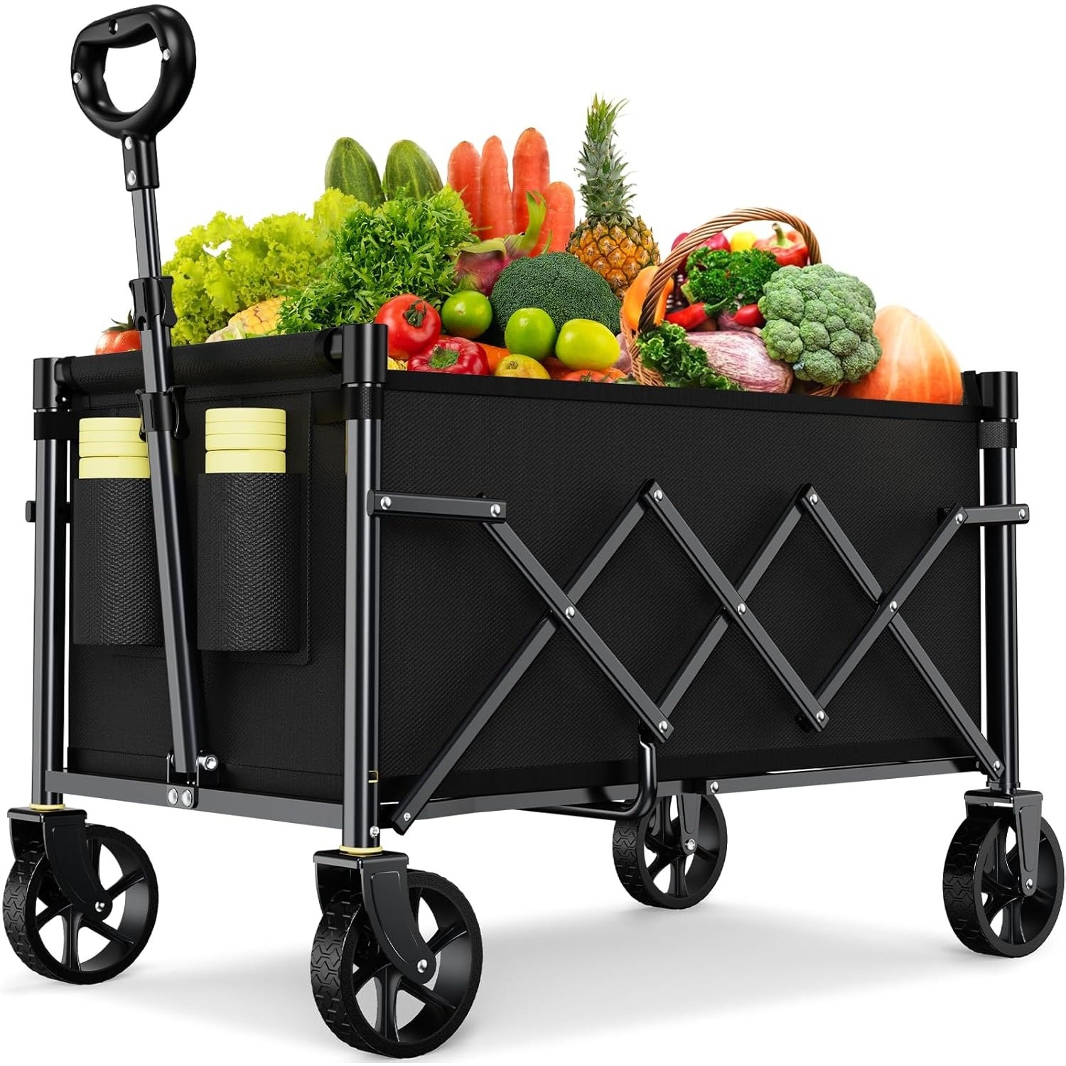 Collapsible Wagon Cart Foldable with 220lbs Weight Capacity ...