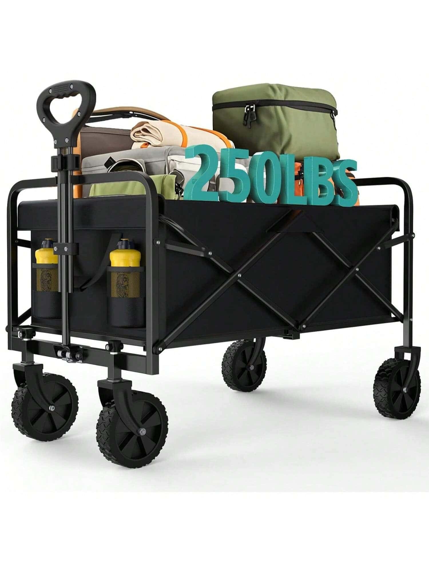 Collapsible Wagon Cart Foldable, 30" L Folding Beach Wagon With All ...