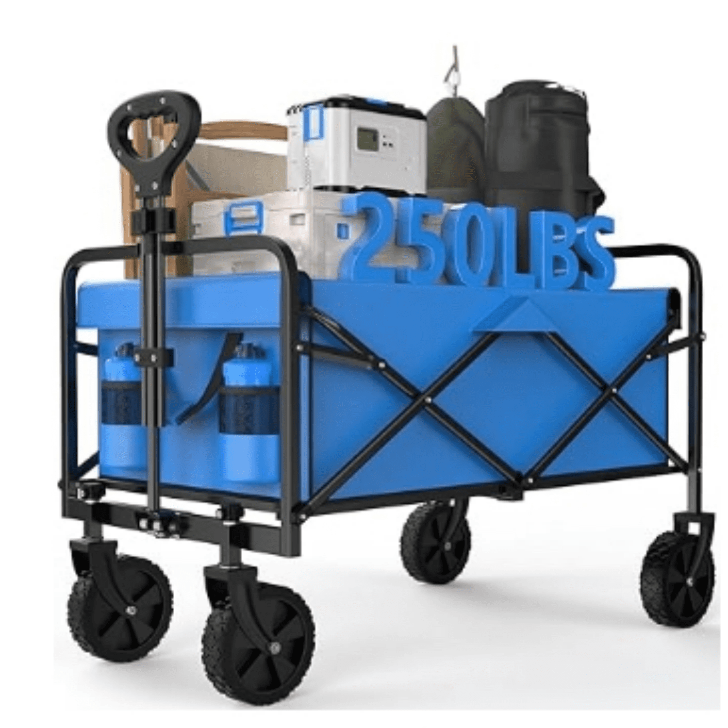 Collapsible Wagon Cart Foldable, 30" L Folding Beach Wagon with All ...