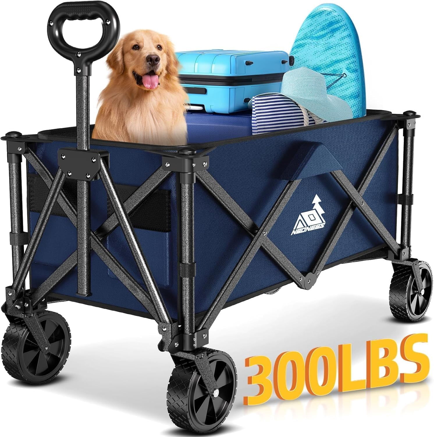 Collapsible Wagon Cart Foldable with 300lbs Load-Bearing, Heavy Duty ...