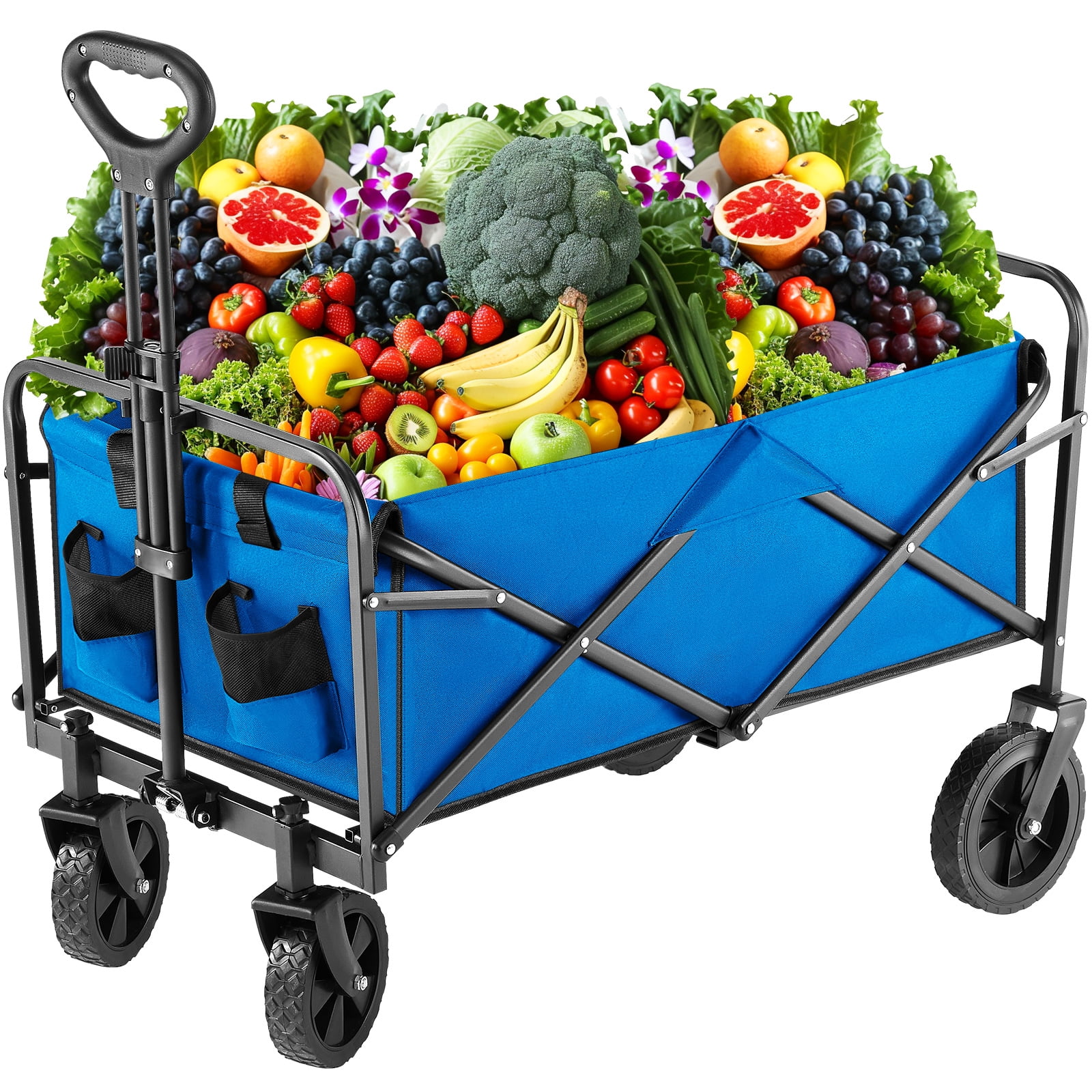 Collapsible Wagon Cart Foldable, Heavy Duty Folding Wagon with All ...