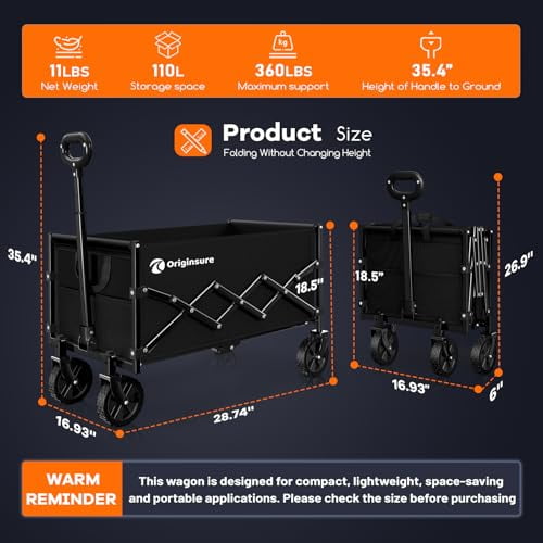 Collapsible Wagon Cart Foldable - Lightweight Portable Heavy Duty ...