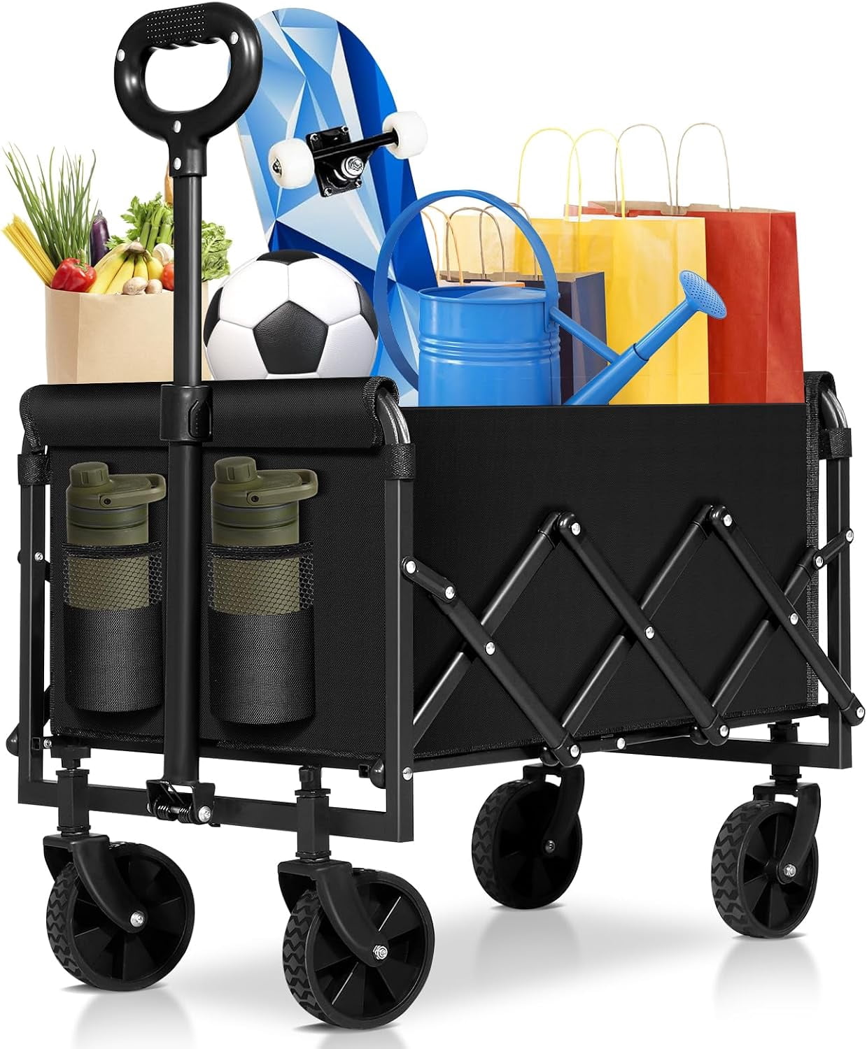 Collapsible Wagon Cart Foldable, Portable Heavy Duty Collapsible Beach ...