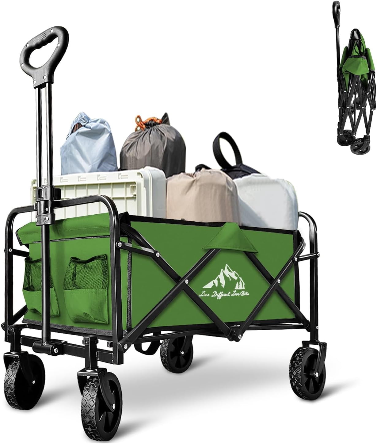 Collapsible Wagon Cart Foldable Portable Heavy Duty Folding Beach ...