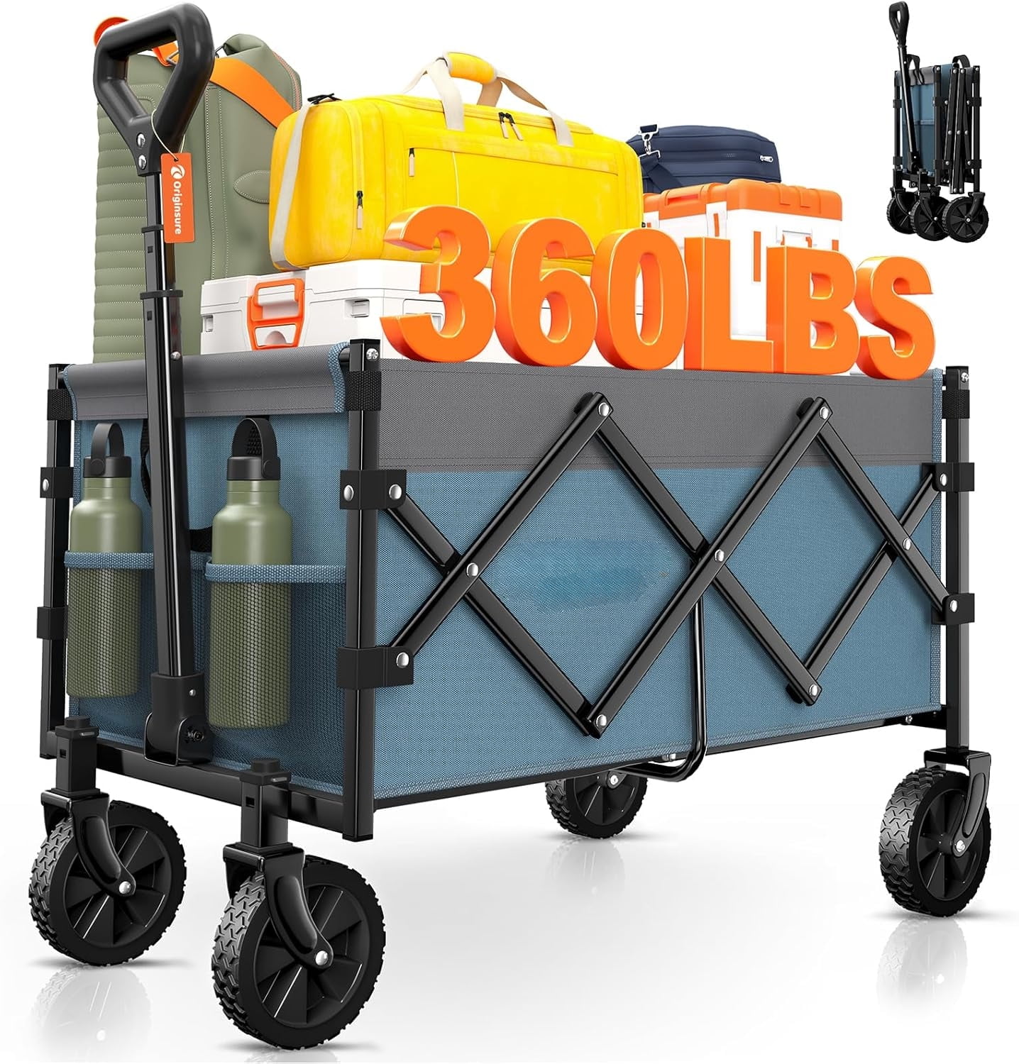 Collapsible Wagon Cart Foldable - Portable Heavy Duty Folding Beach ...