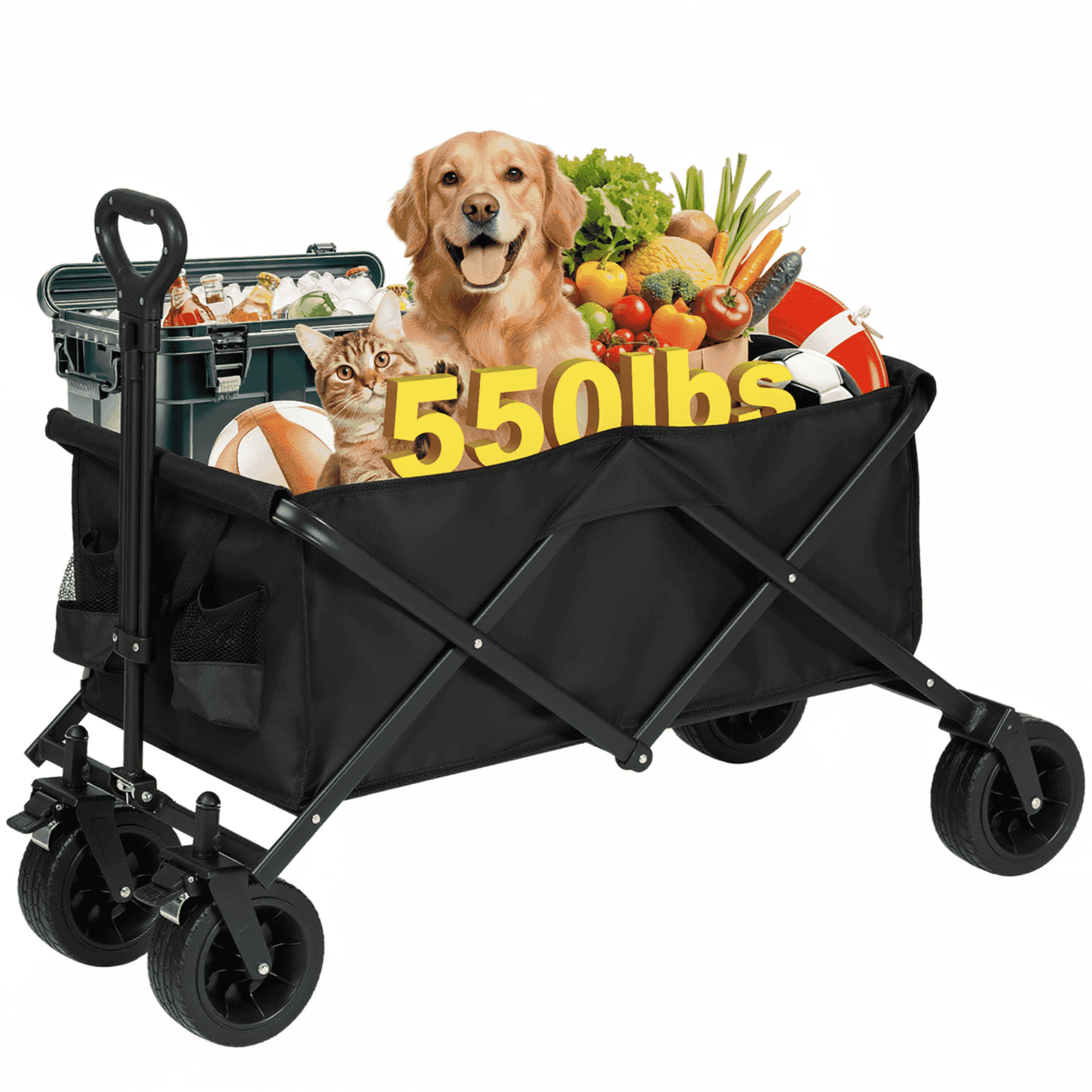 Naipo Collapsible Wagon Cart Foldable Utility Heavy Duty Wagons Carts ...