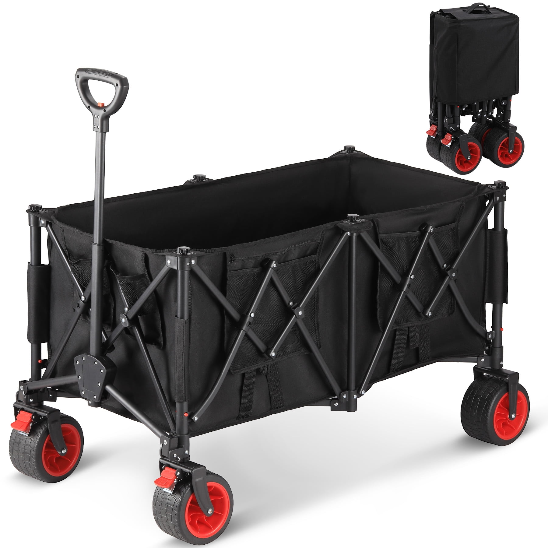 Collapsible Wagon Cart,Folding Heavy Duty Utility Wagon for Outdoor ...