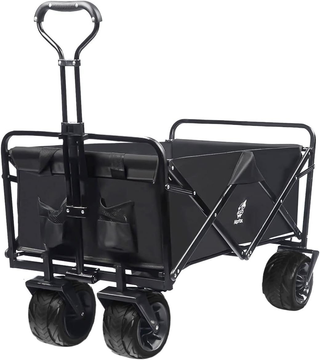 Collapsible Wagon Cart Heavy Duty Foldable Beach Wagon with Big Wheels ...