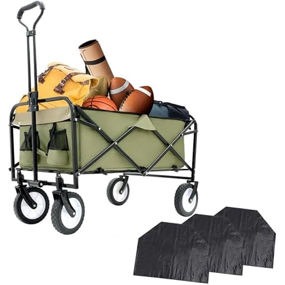 Collapsible Wagon Cart Heavy-Duty Foldable Utility Cart with 360-Degree ...