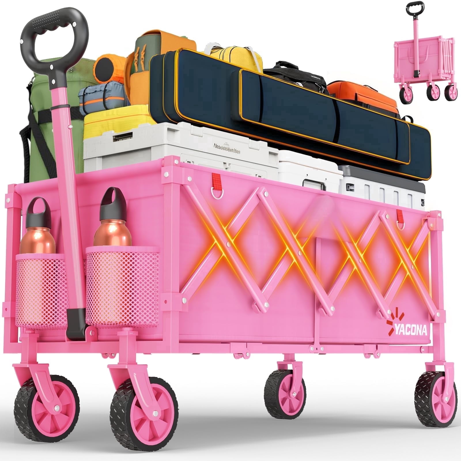 Yacona 35" L Extra Long Wagons Carts Foldable, 180L Heavy Duty ...