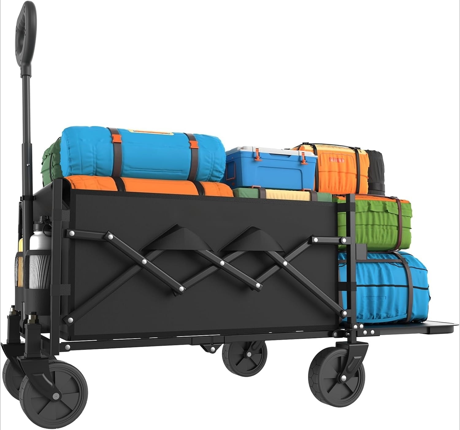 Collapsible Wagon Cart Max 350lb Load & Expandable Storage 100L, Double ...