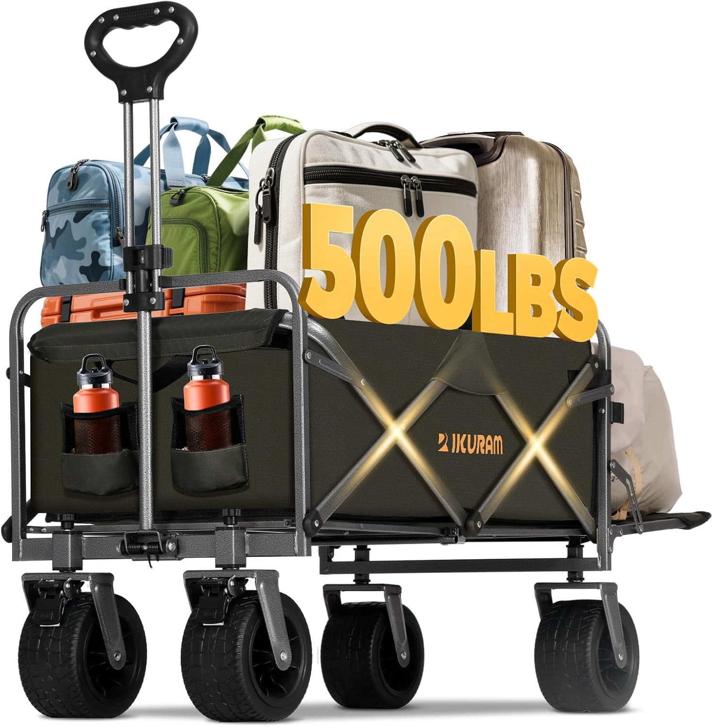 Collapsible Wagon Cart with Removable Tabletop, 500LBS Folding Wagons ...
