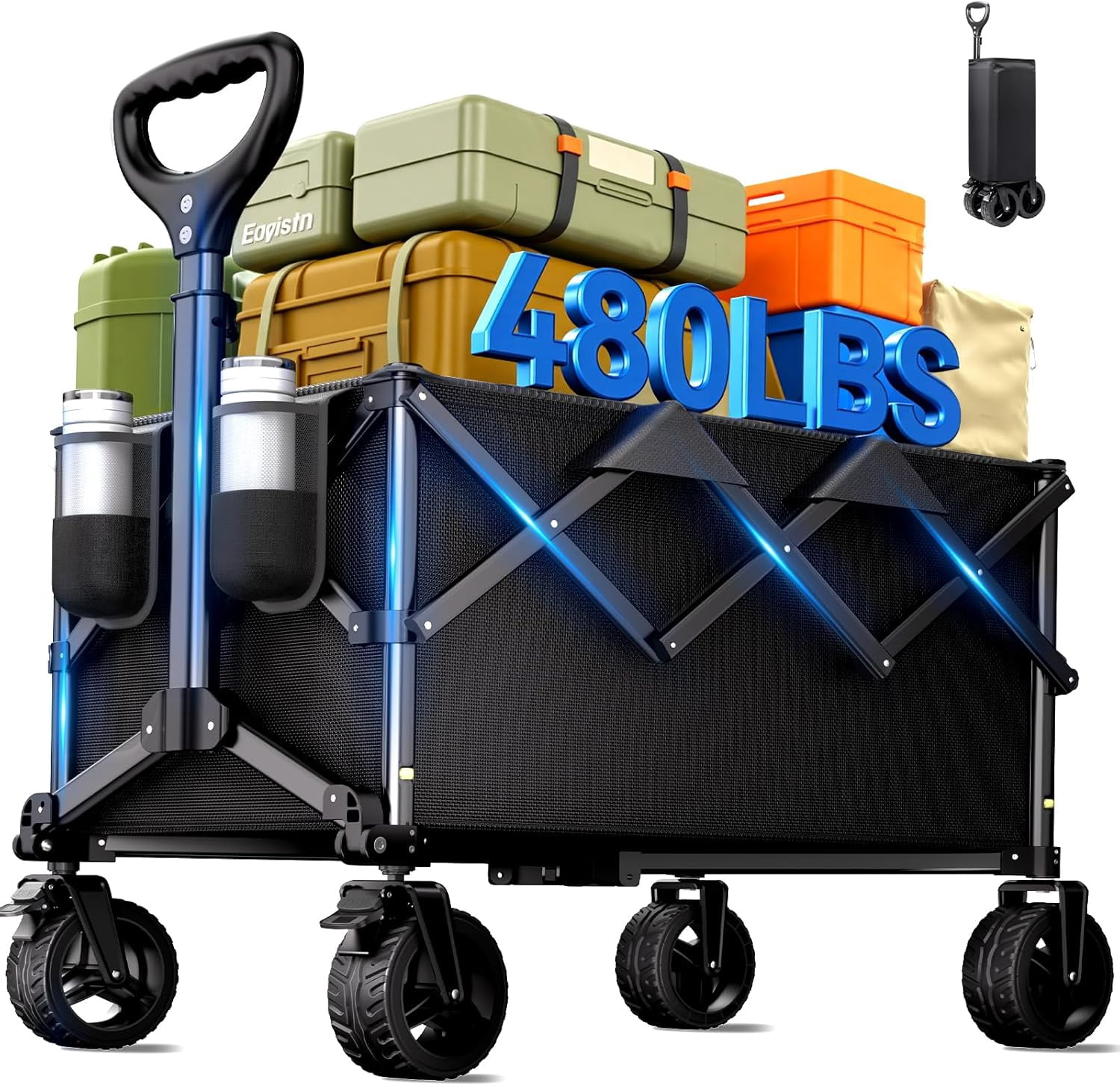 Collapsible Wagon Cart with Universal Wheels, 480LBS Wagons Carts Heavy ...