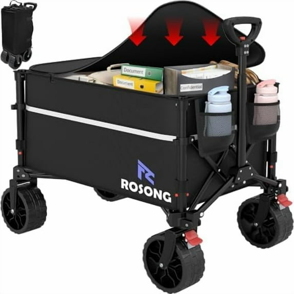 Collapsible Wagon Cart with Wheels Foldable - Folding Utility Heavy ...
