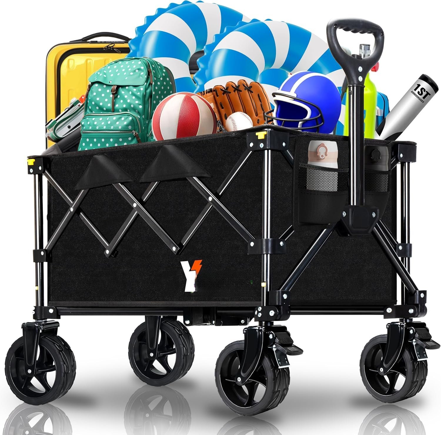 Collapsible Wagon Cart with Wheels Foldable, Folding Wagon Cart with ...