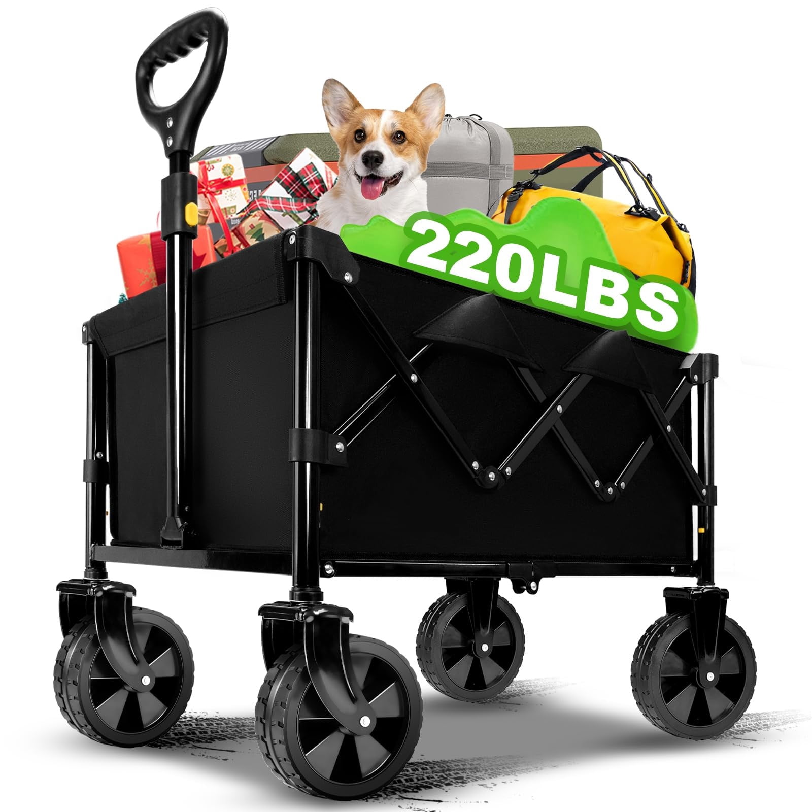 Collapsible Wagon Cart with Wheels Foldable,Folding Wagons Carts with ...