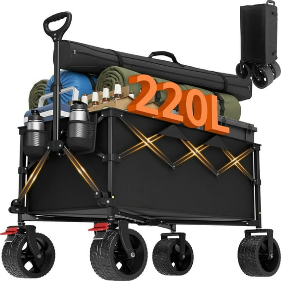 Collapsible Wagon Cart with Wheels - Foldable Wagons Heavy Duty , Beach ...