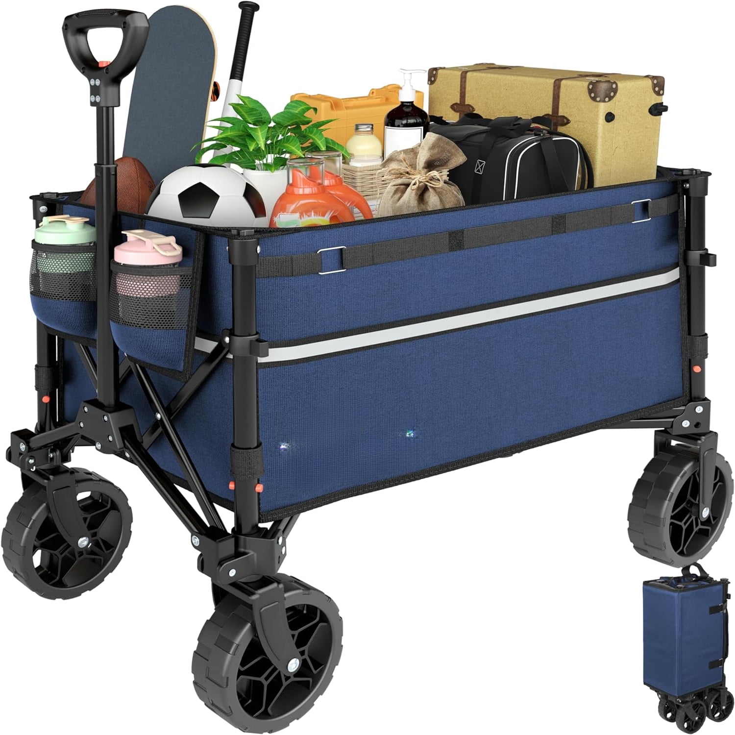 Collapsible Wagon Cart with Wheels Foldable - Folding Utility Heavy ...