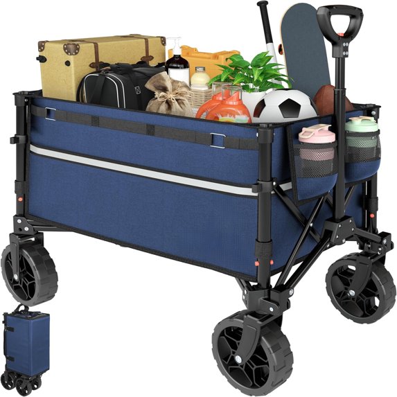 Collapsible Wagon Cart with Wheels Foldable - Folding Utility Heavy ...