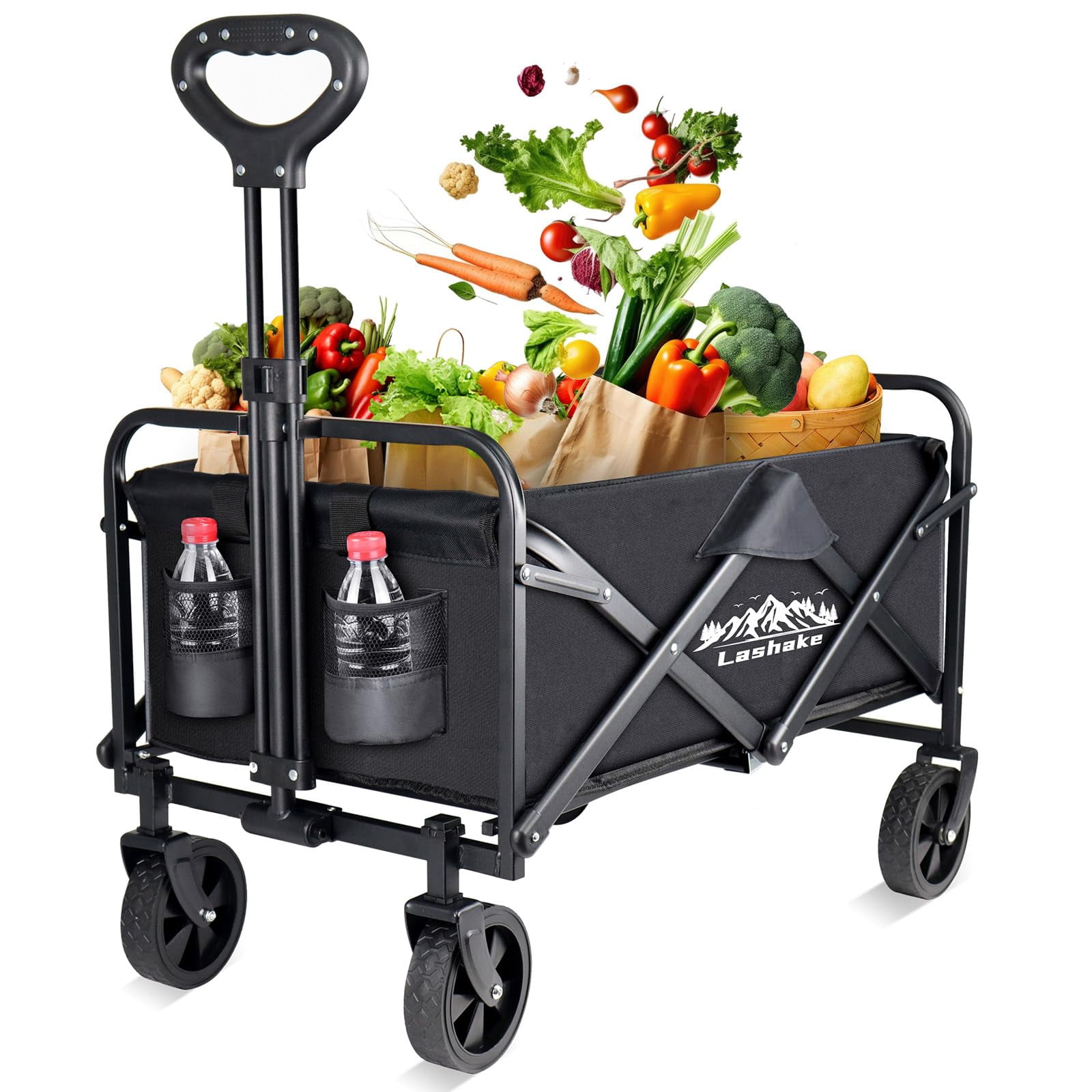 Collapsible Wagon Carts Foldable, Heavy Duty Beach Folding Cart with ...