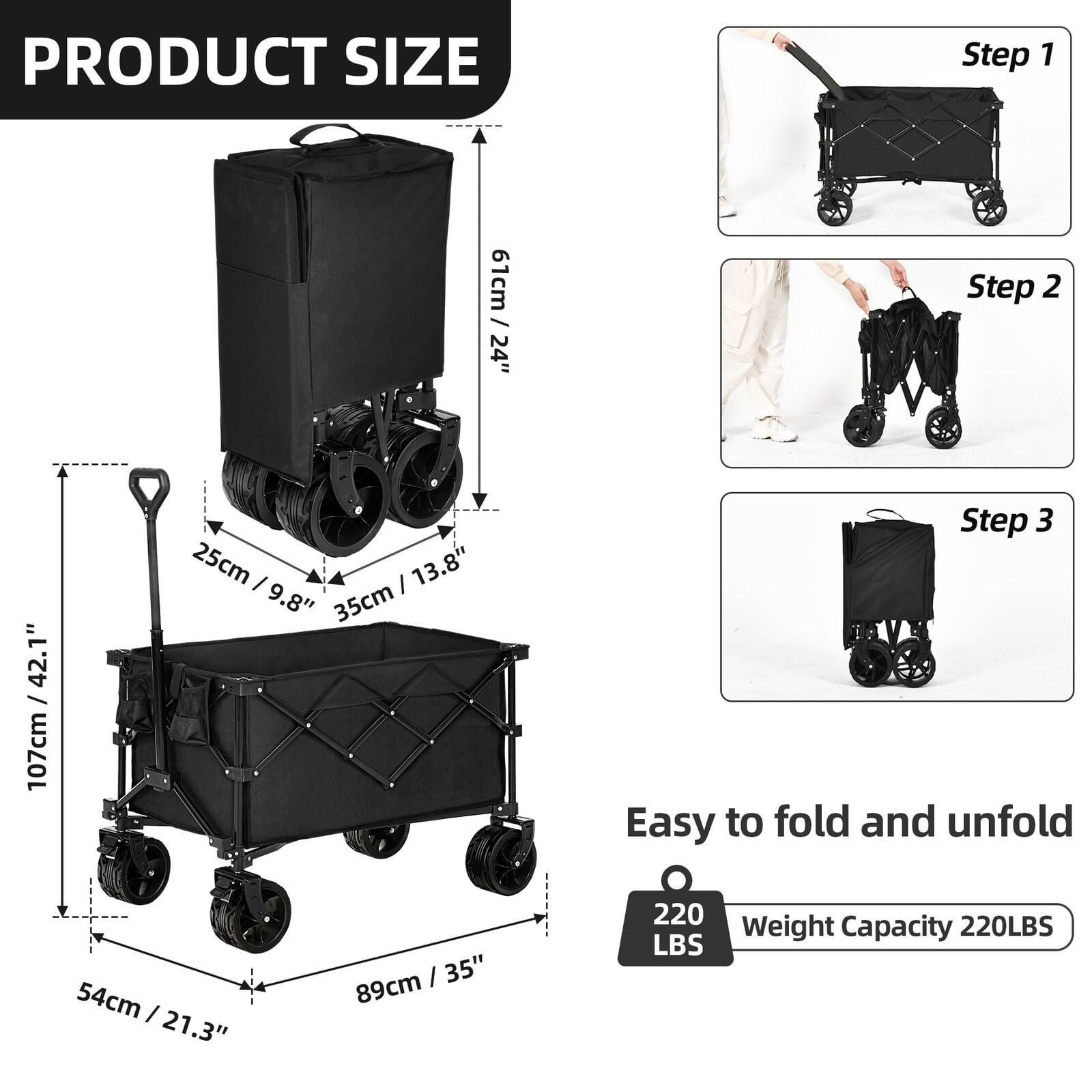 Collapsible Wagon Carts Foldable,Heavy Duty Beach Folding Wagon Cart ...