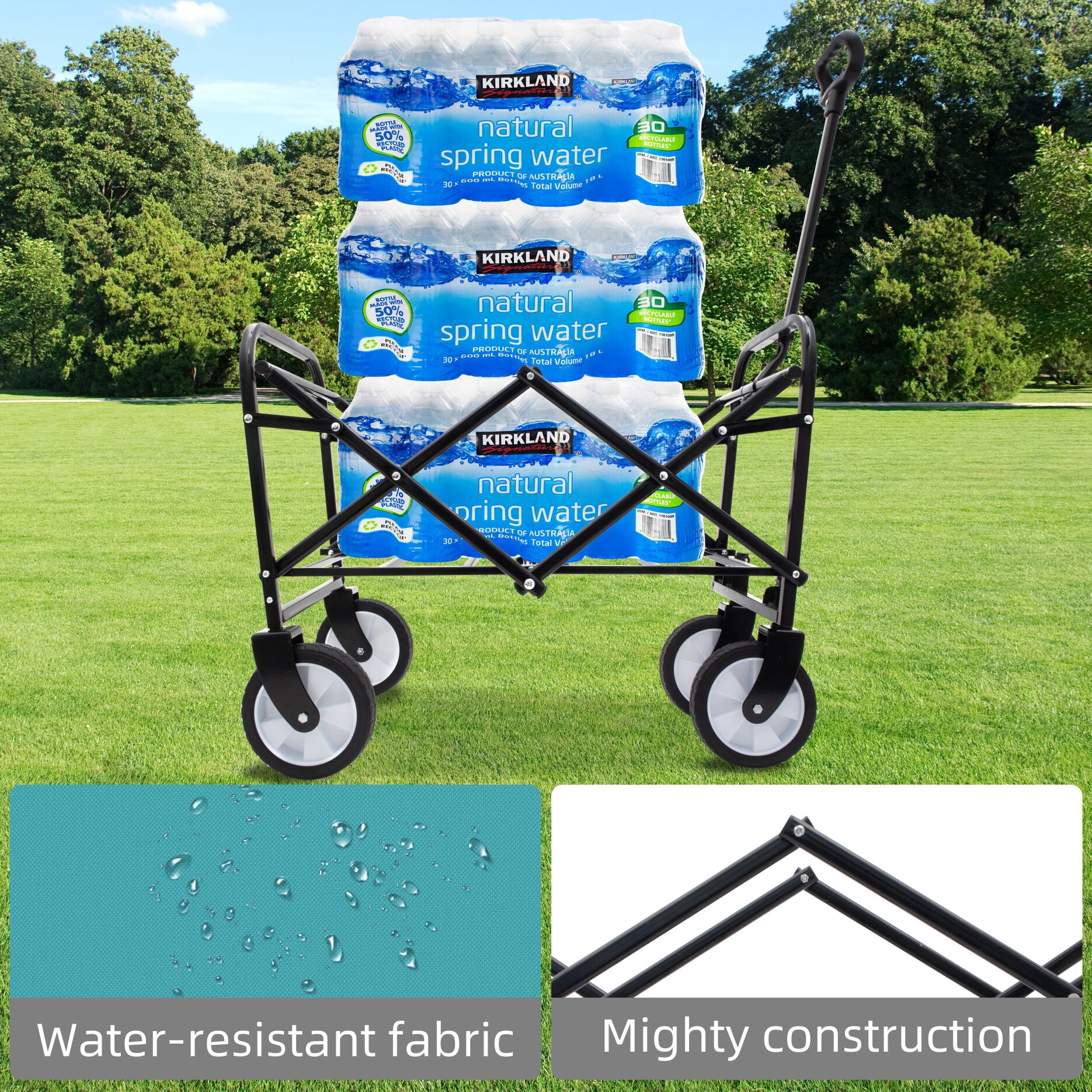 Collapsible Wagon Carts, Heavy Duty Utility Cart with 360-Degree Swivel ...