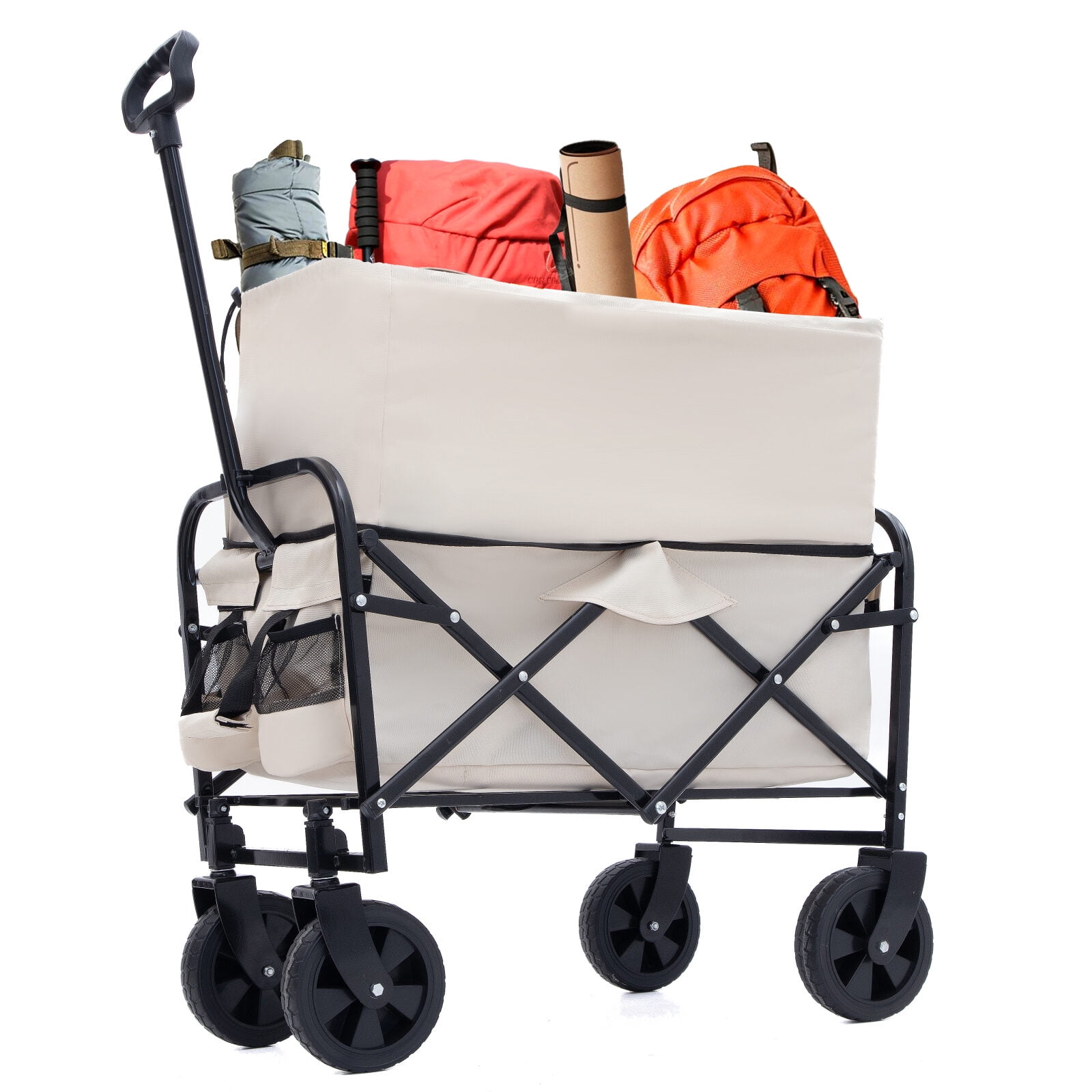 Collapsible Wagon Carts, Heavy Duty Utility Cart with 360-Degree Swivel ...