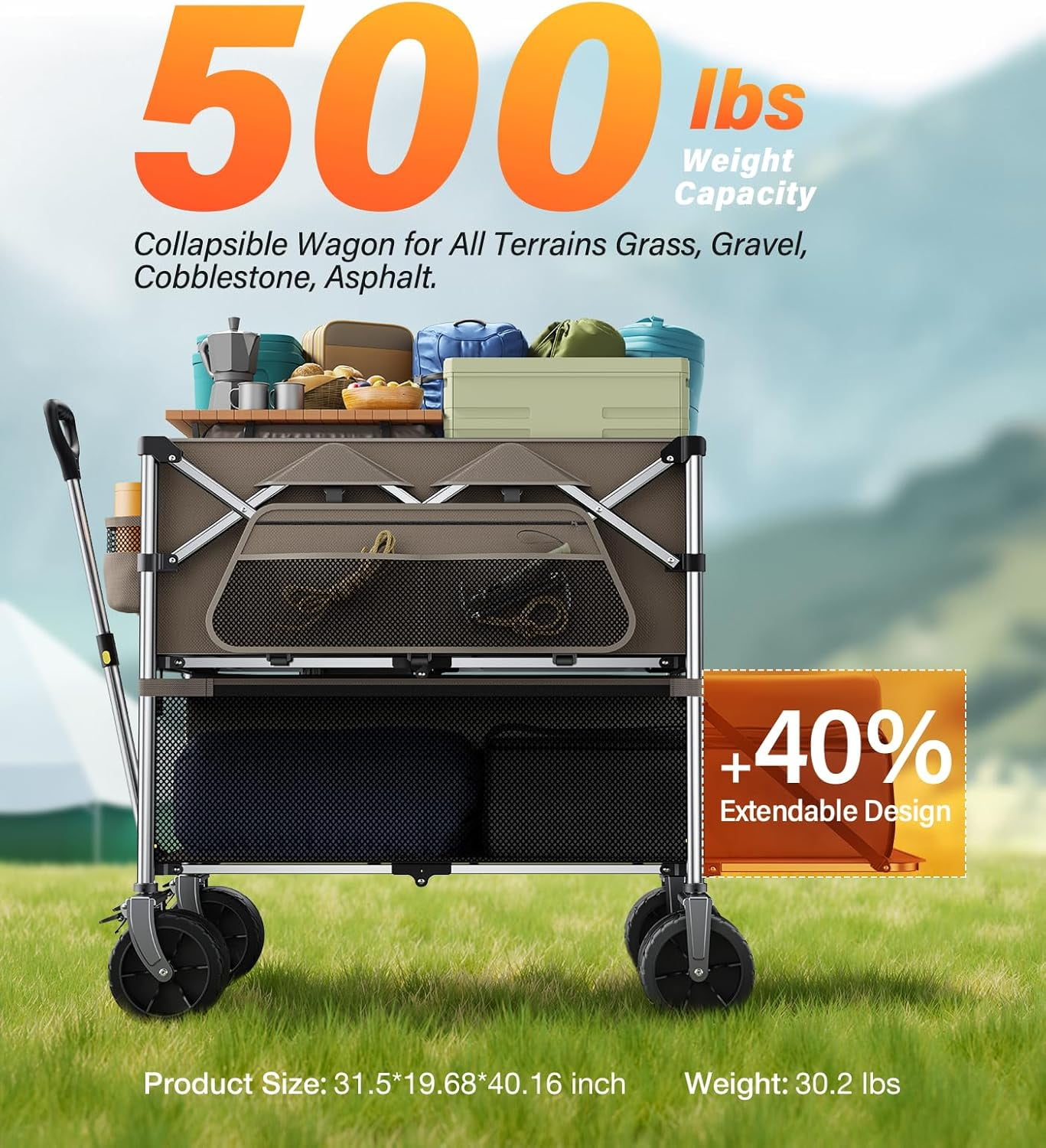 Collapsible Wagon Double Decker,Wagons Carts Foldable,Heavy Duty Wagon ...