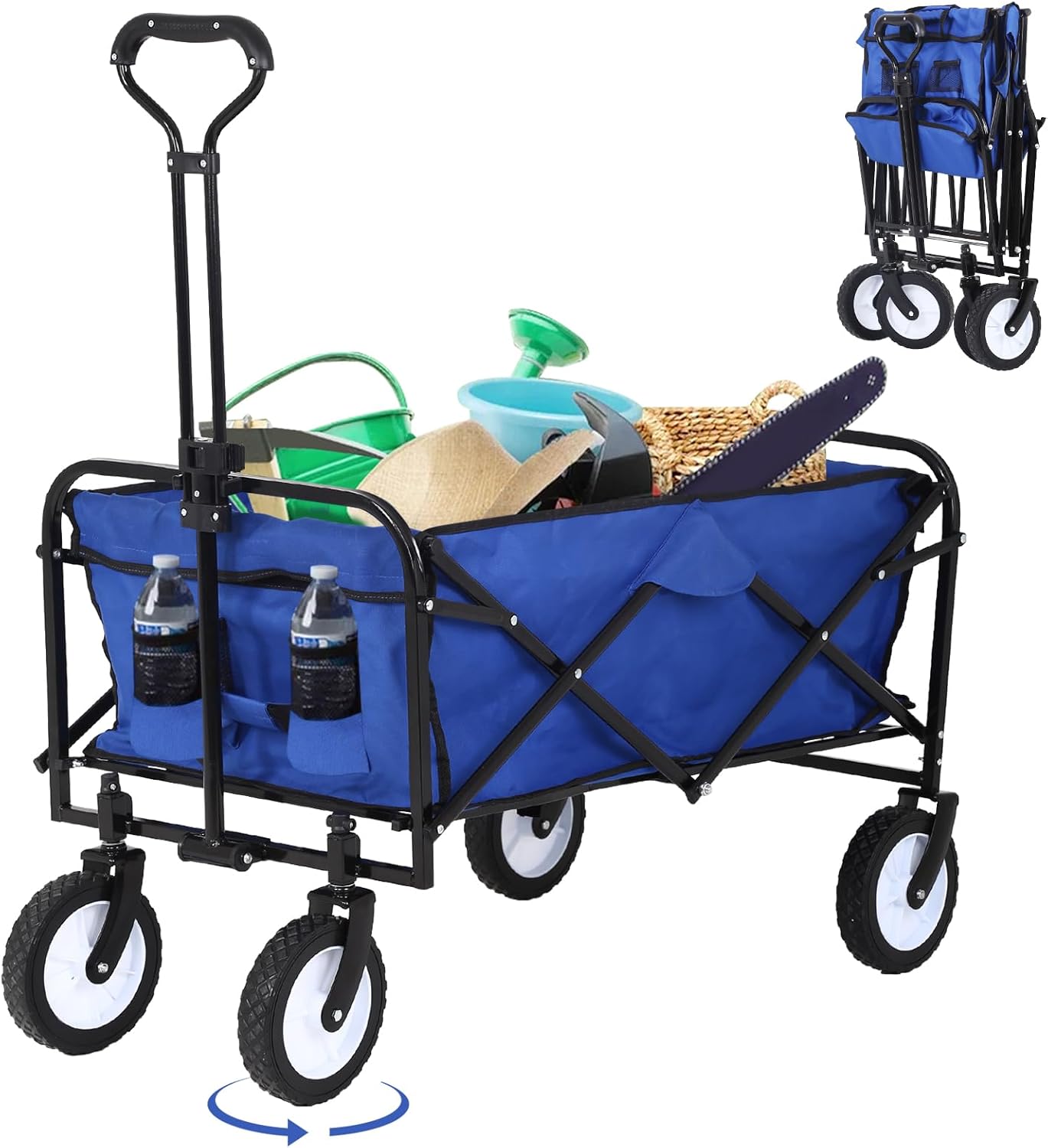 Collapsible Wagon, Foldable Beach Cart with All Terrain Wheels ...