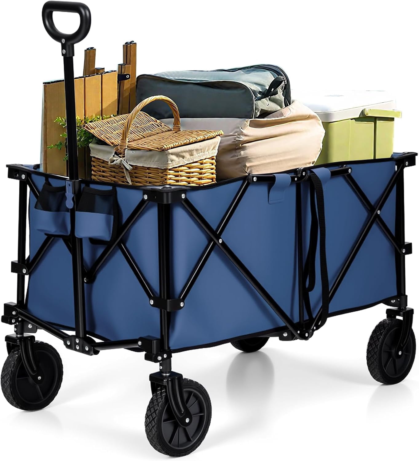 Collapsible Wagon, Folding Utility Wagon Cart with Universal Wheels ...