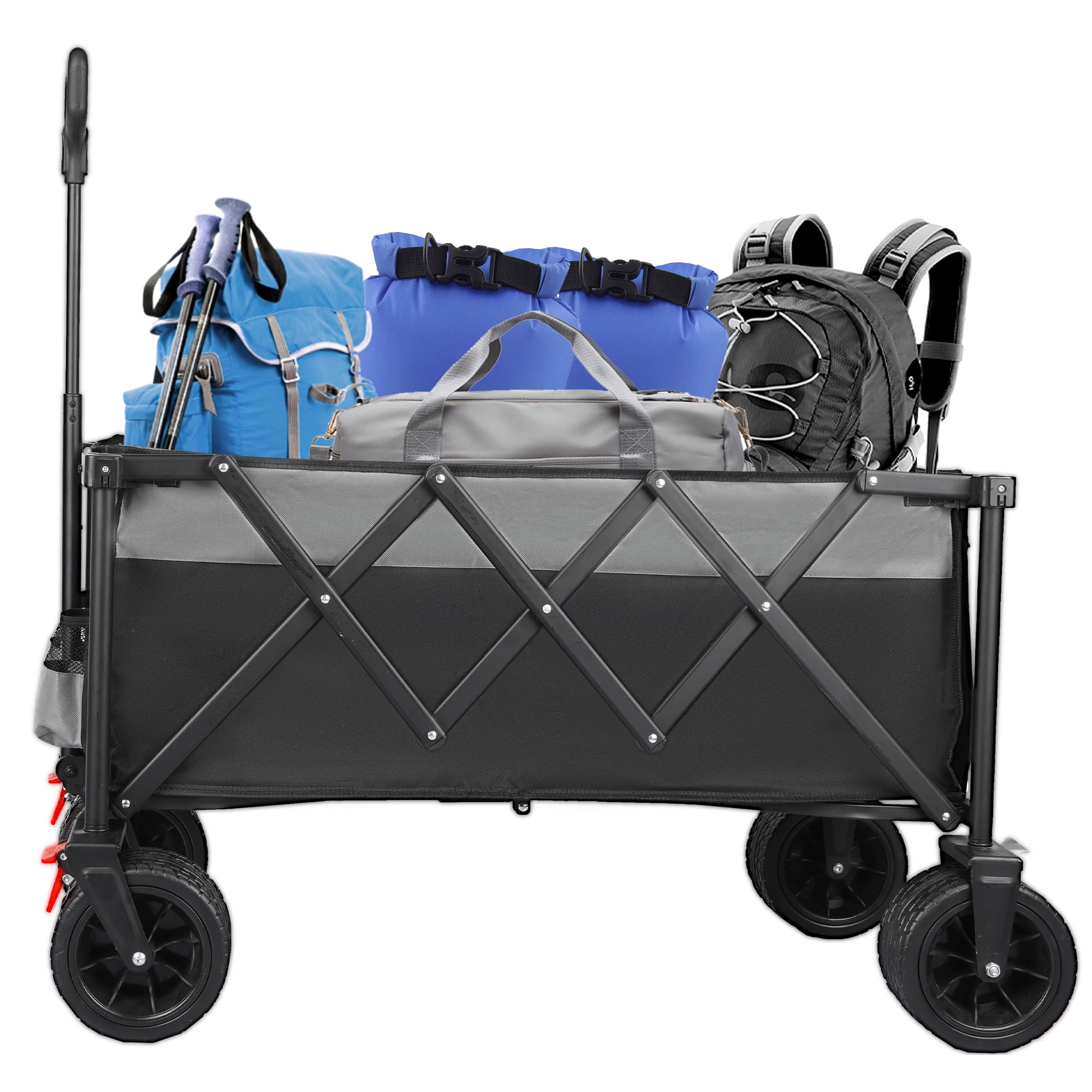Collapsible Wagon, Folding Wagon Utility Cart with Extra Pocket, Cup ...