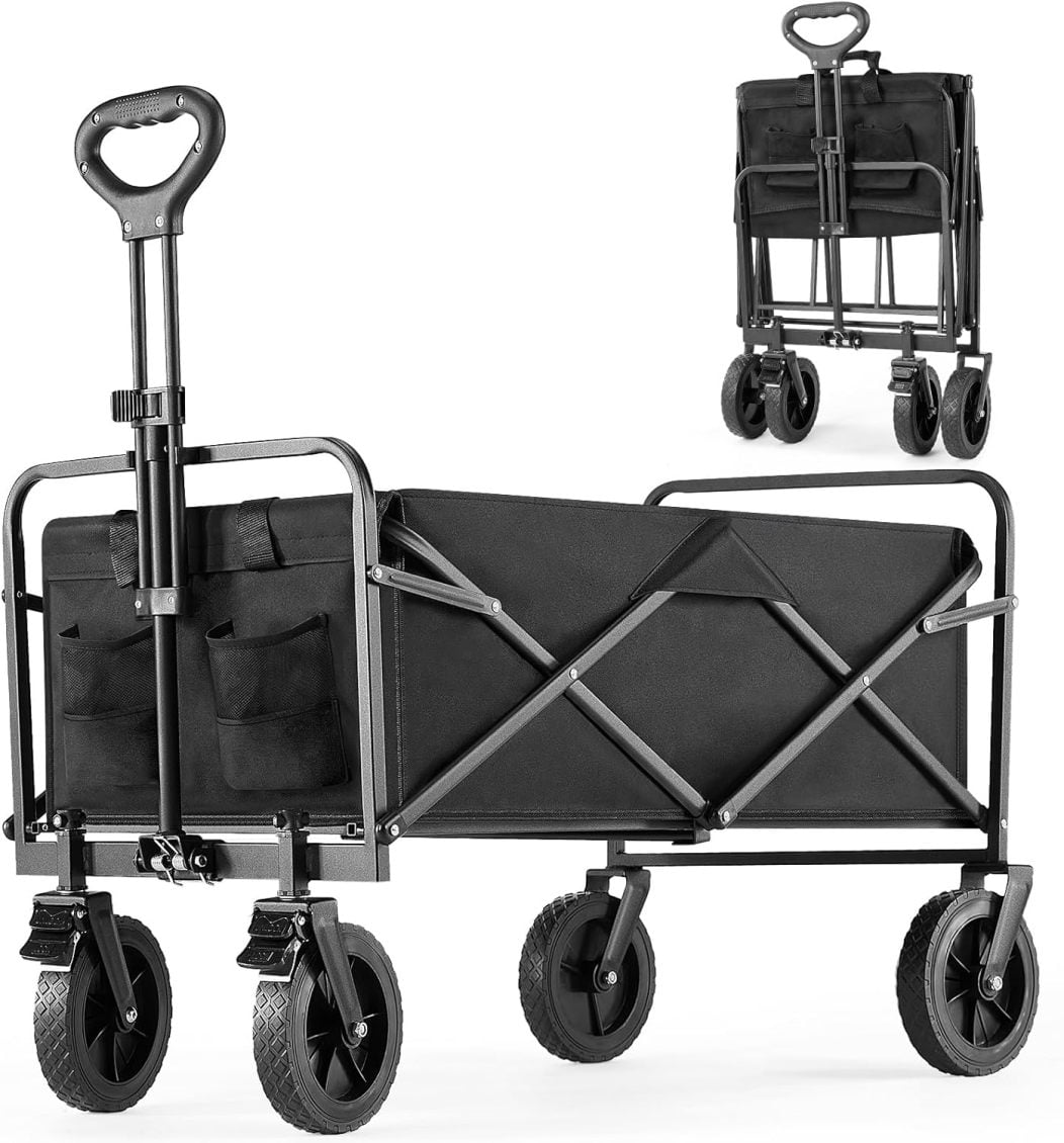 Collapsible Wagon Heavy Duty 35''L, Grocery Cart on Wheels Foldable ...
