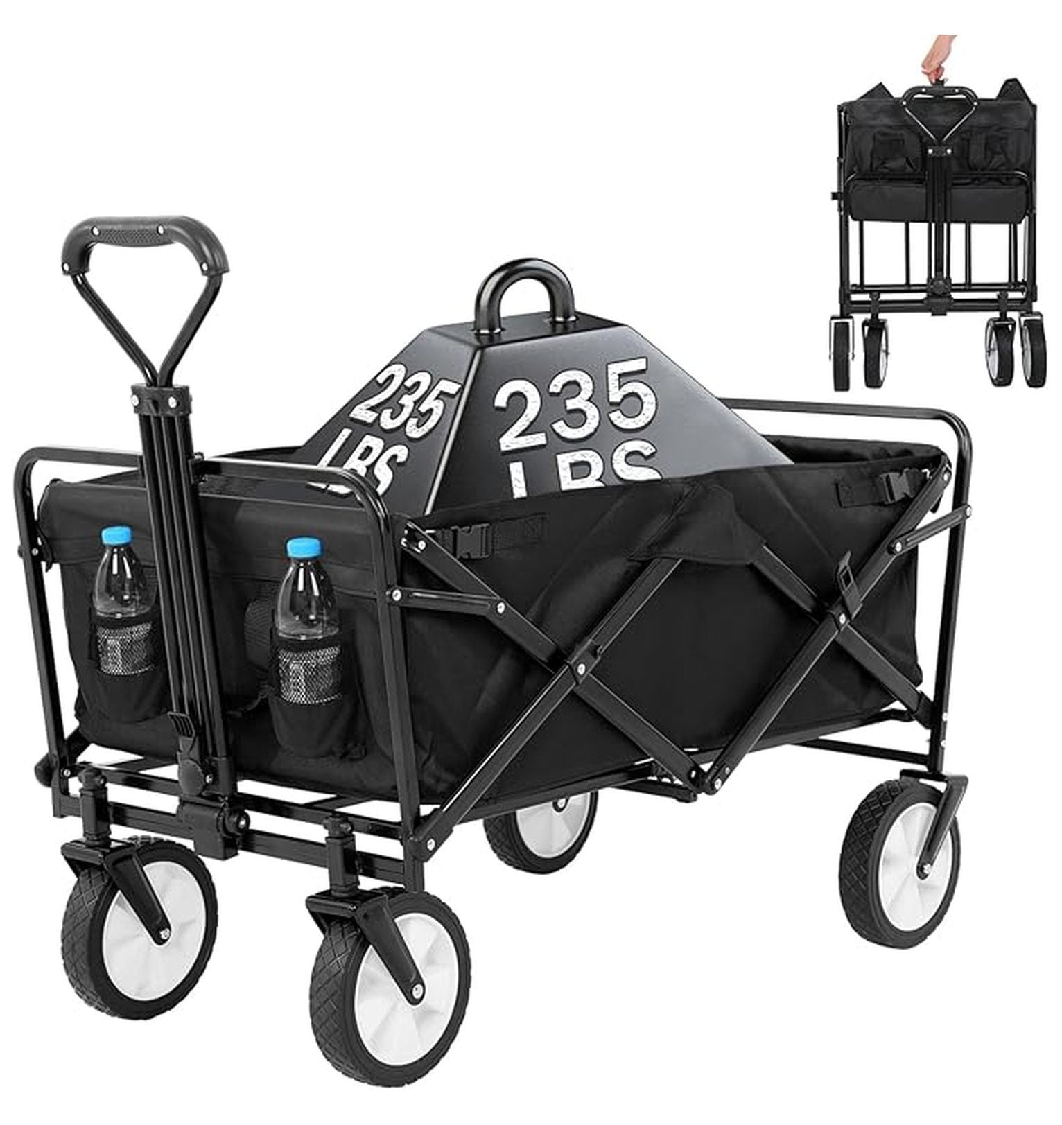 Collapsible Wagon Heavy Duty, Foldable Beach Cart with Wheels - 330lbs ...