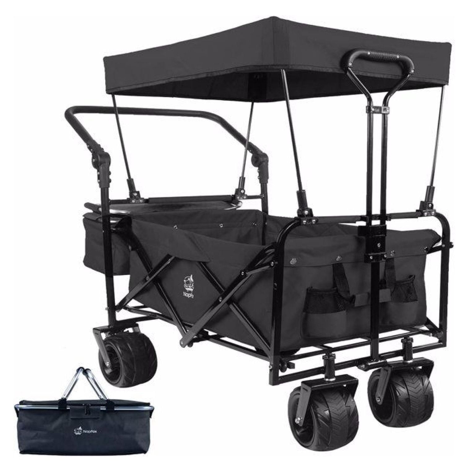 Collapsible Wagon Heavy Duty Folding Wagon Cart with Canopy, Beach ...