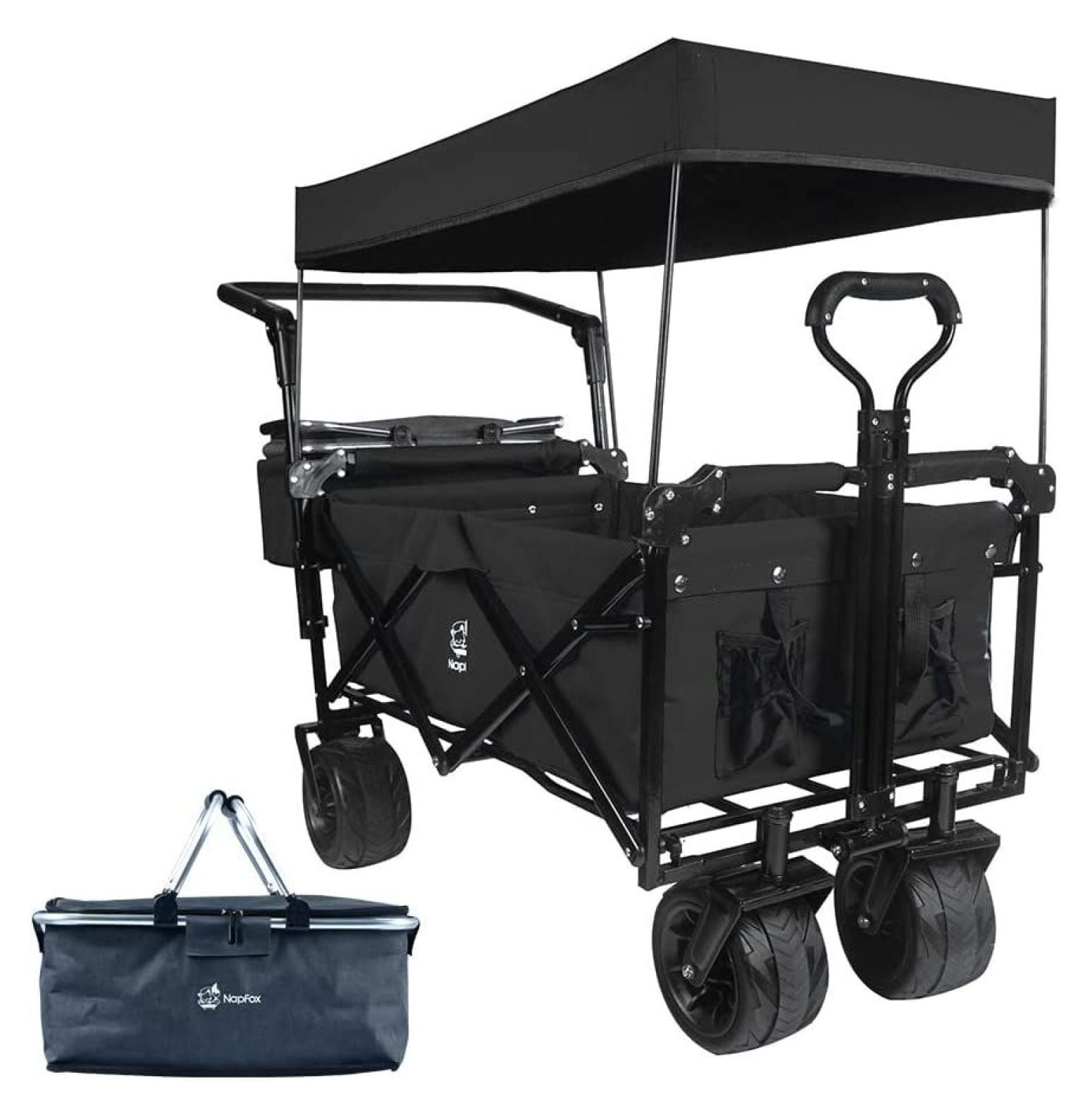 Collapsible Wagon Heavy Duty Folding Wagon Cart with Removable Canopy ...
