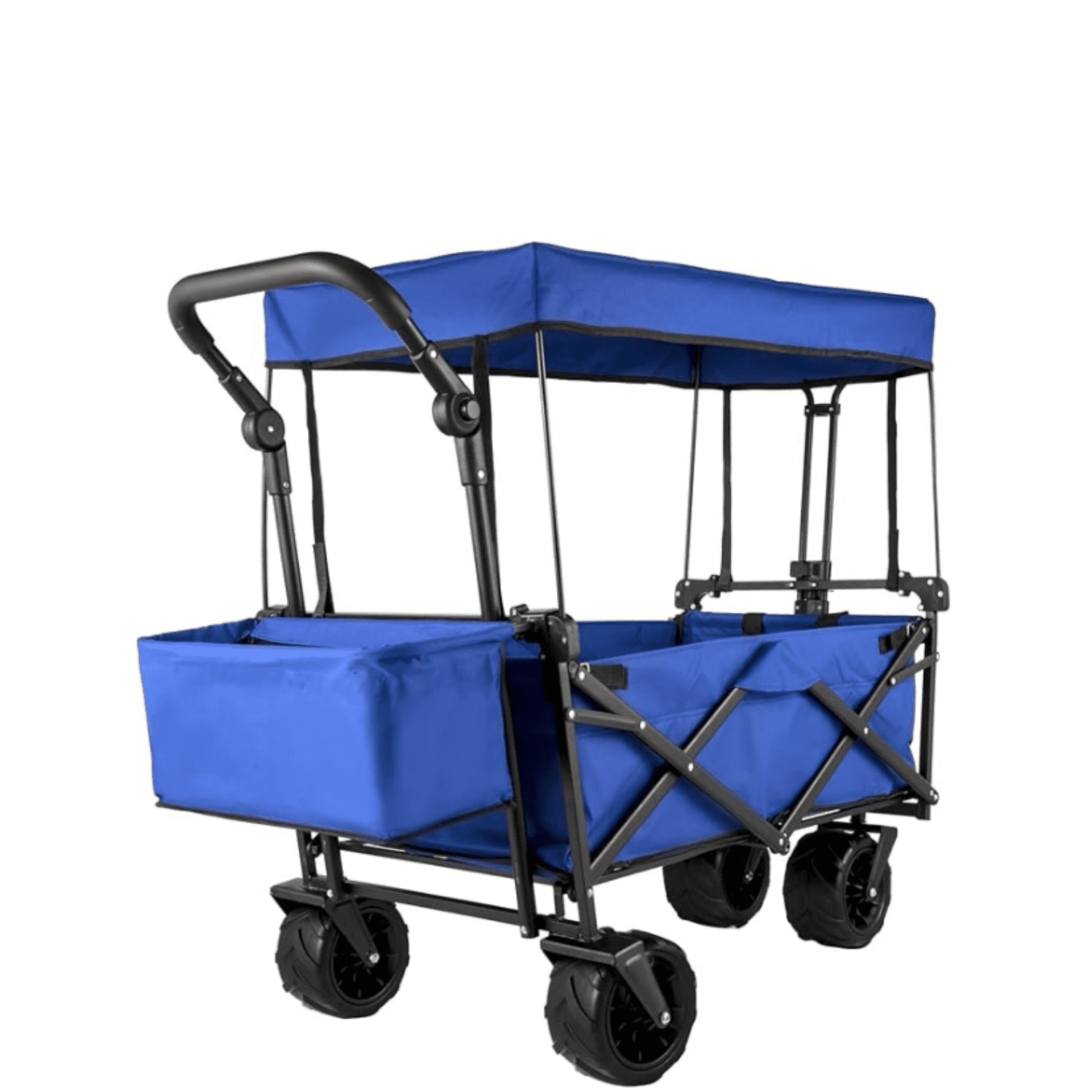 Collapsible Wagon with Removable Canopy, 220lbs Heavy Duty Foldable ...